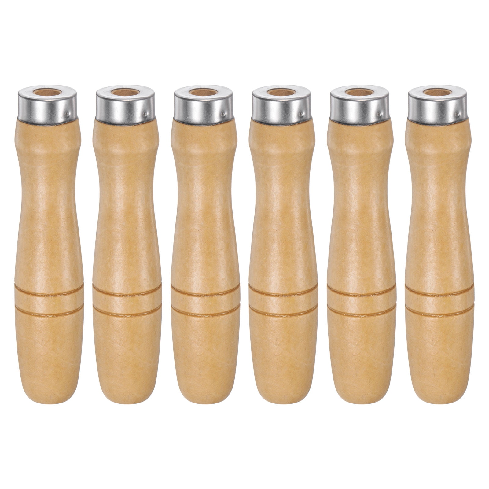 Uxcell 6pcs Wooden File Handle 4.72 Inch 9.5mm Round Hole Ergonomic ...