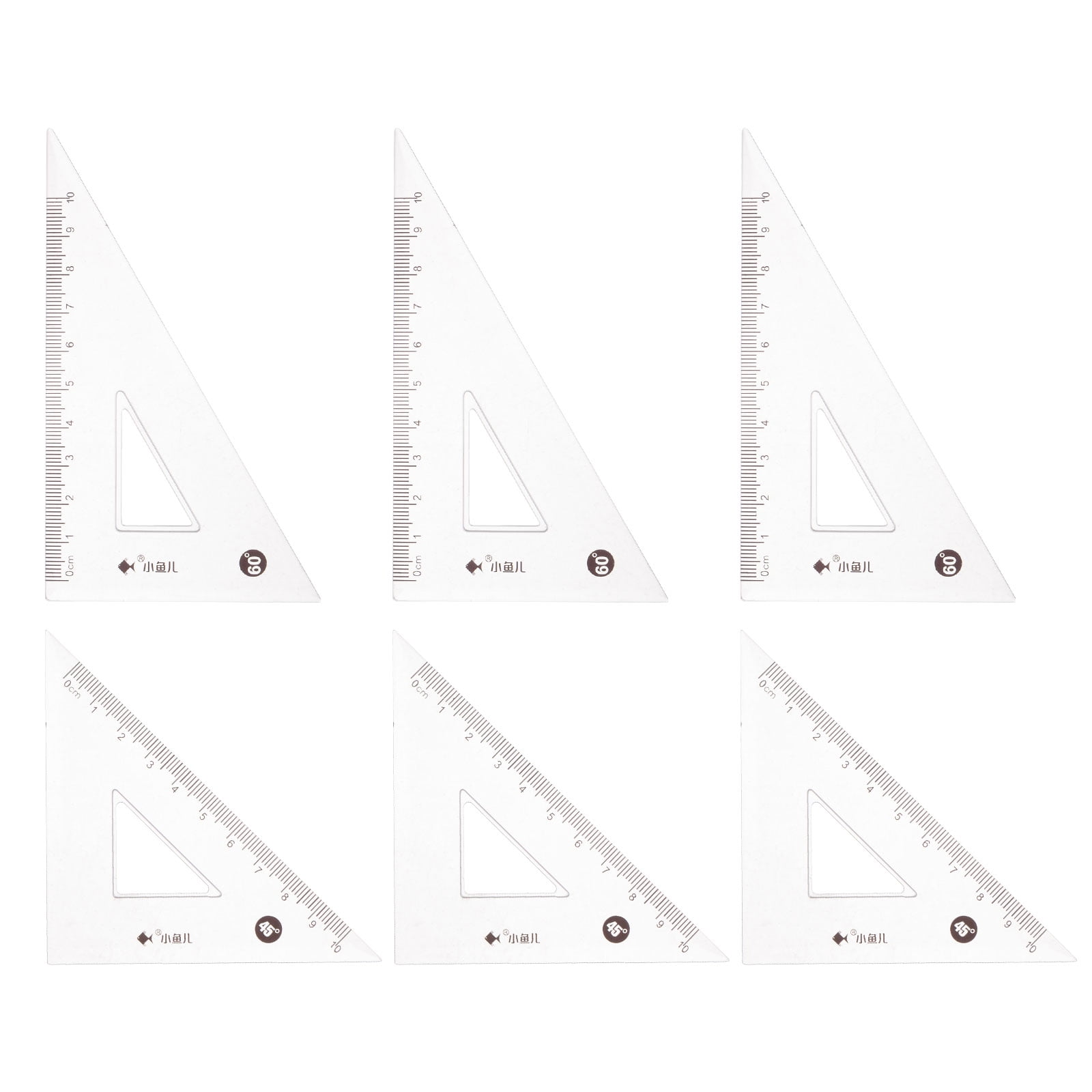 Uxcell 6piece Triangle Ruler Square Set 10cm 30/60 and 45/90 Degrees ...
