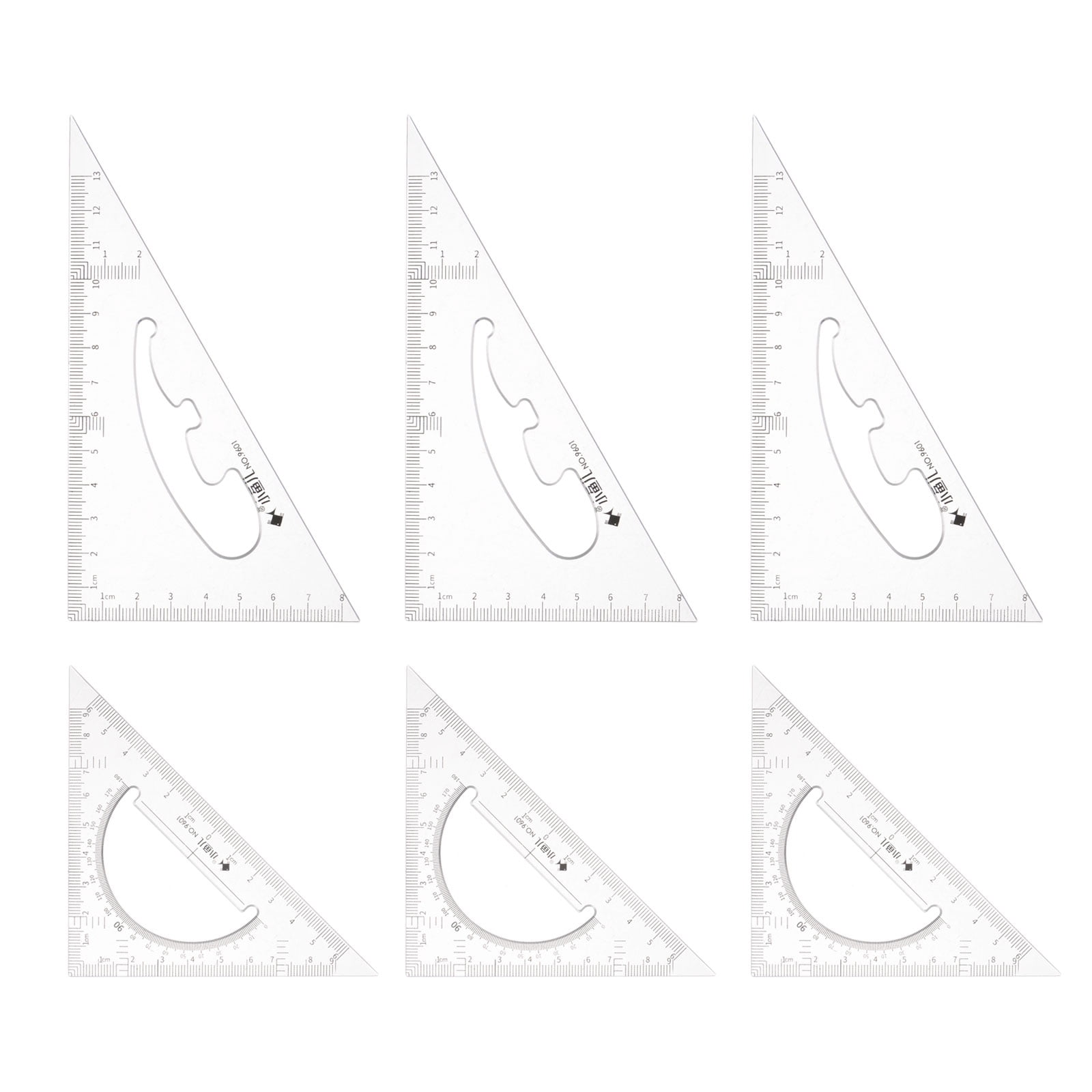 Uxcell 6piece Triangle Ruler Square Set 13cm, 12cm 30/60 and 45/90 ...