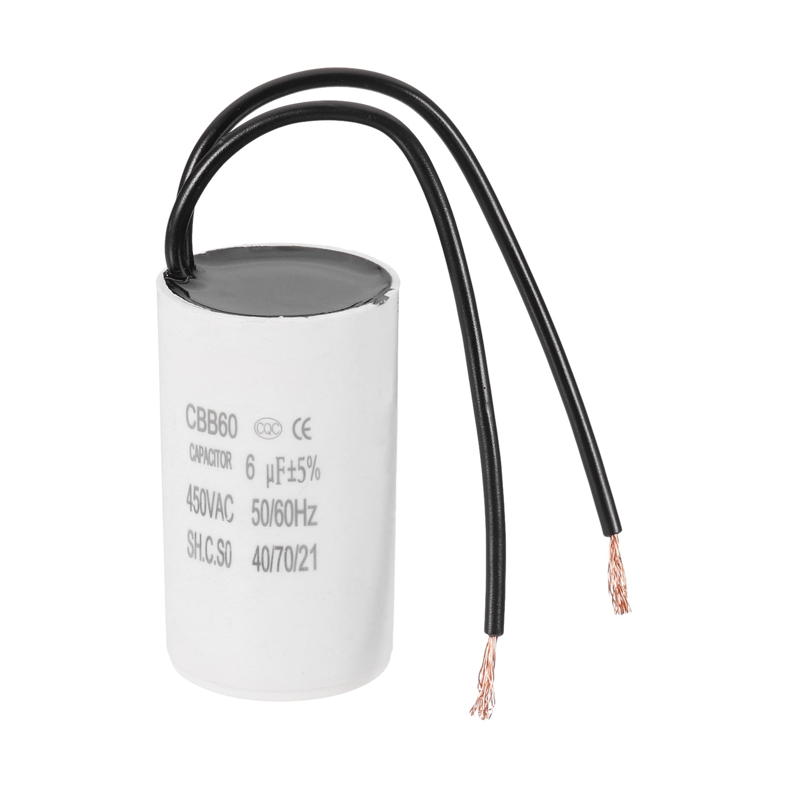 Uxcell 6uF CBB60 Running Capacitor, Run Capacitor with 2 Wires, AC 450V Start Up Motor with ...