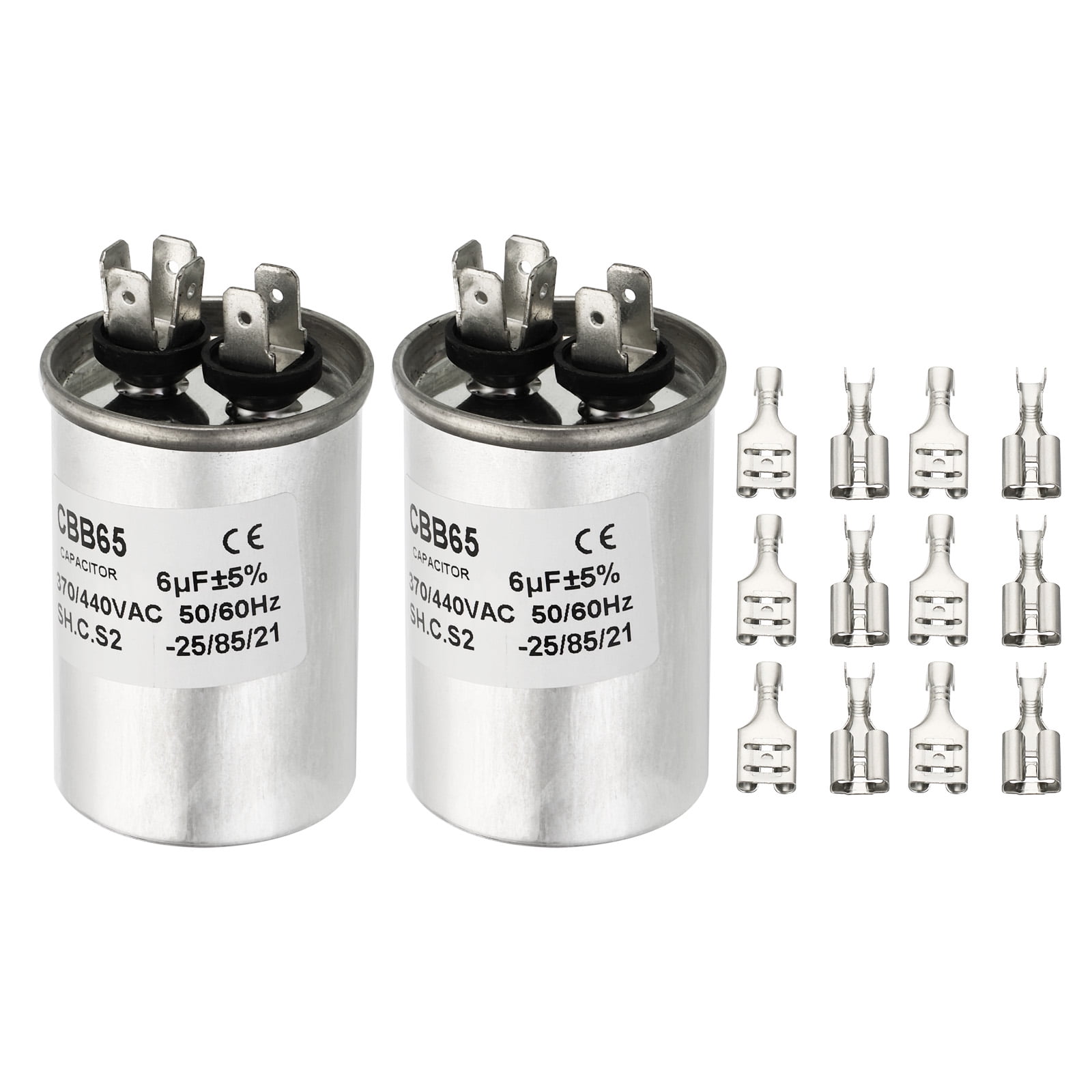 Uxcell 6uf 6MDF 370/440VAC Fan Start Capacitor,2Pcs CBB65 Circular Run ...