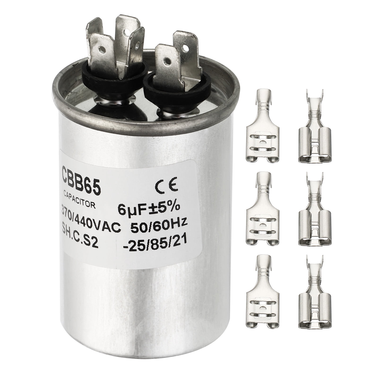 Uxcell 6uf 6MDF 370/440VAC Fan Start Capacitor, CBB65 Circular Run Capacitor with Connecting ...