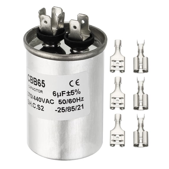 Uxcell 6uf 6MDF 370/440VAC Fan Start Capacitor, CBB65 Circular Run ...