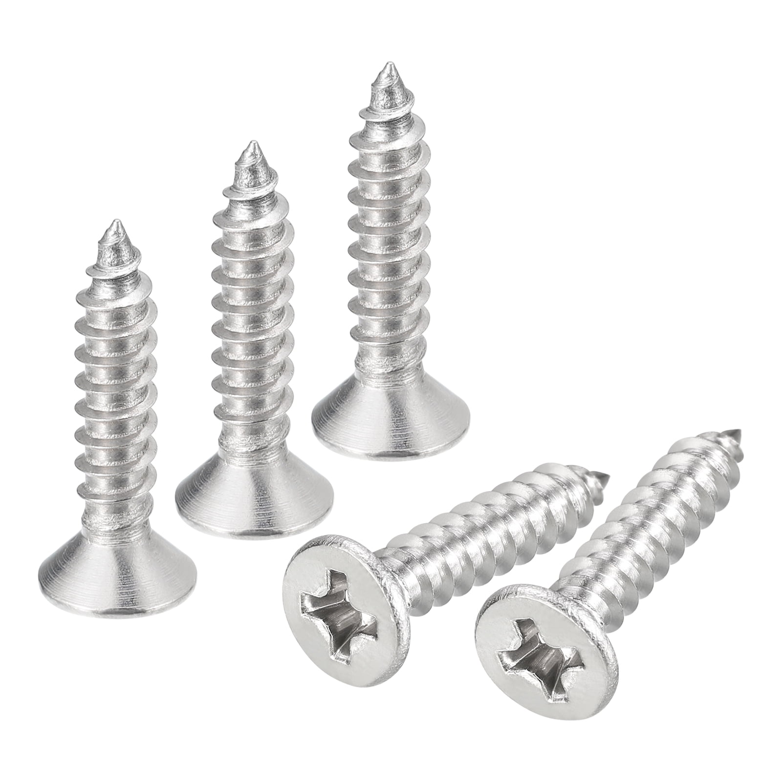 Uxcell #6x5/8" Wood Screws, 50 Pack Flat Head Phillips Self Tapping ...