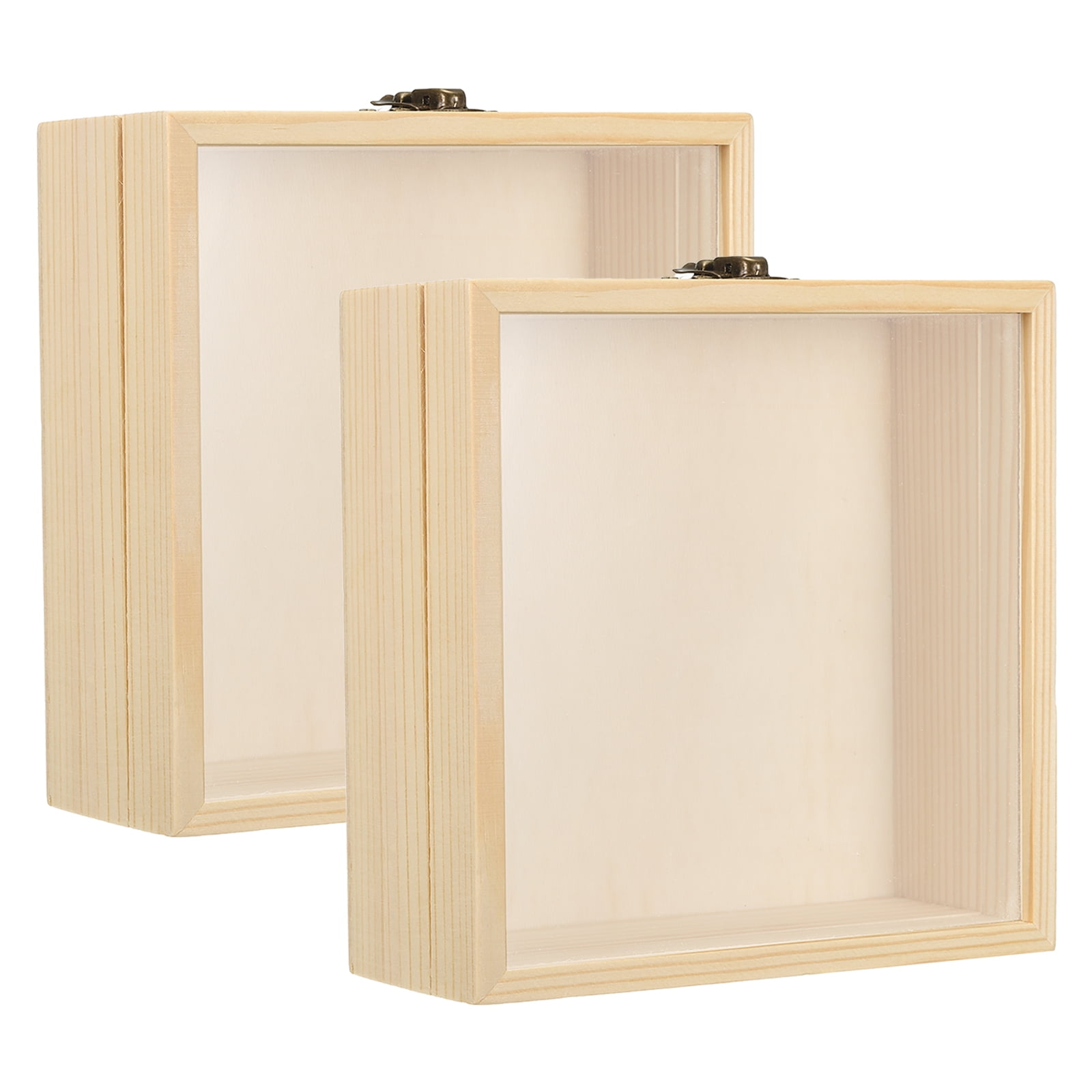 Uxcell 6x6 Wooden Shadow Box Display Case Memory Box with Glass Window ...