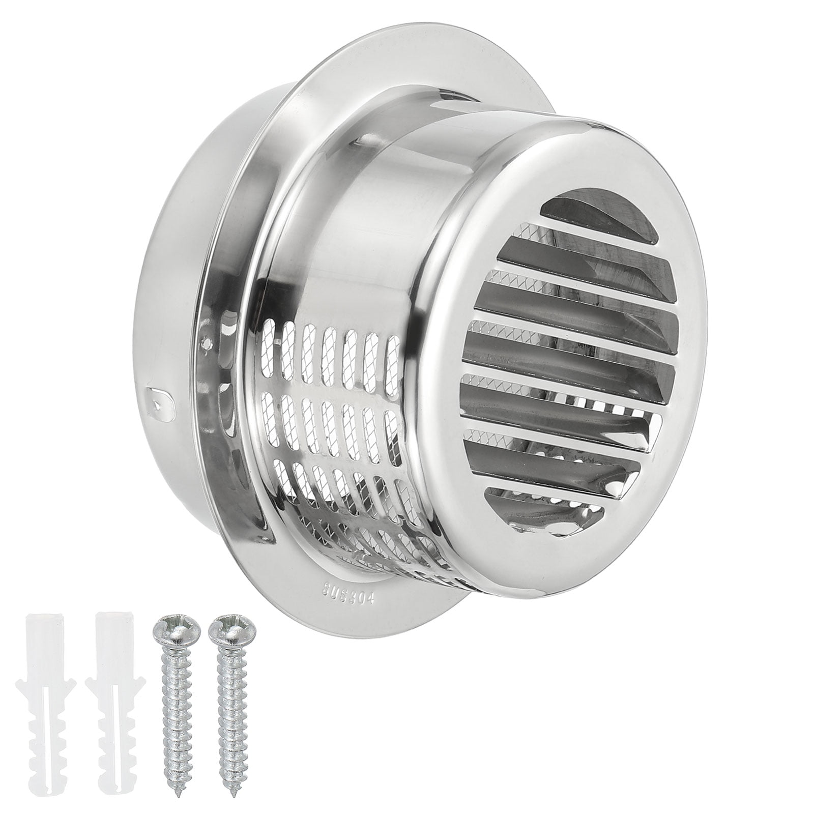 Uxcell 7" 304 Stainless Steel Vent Cover Wall Soffit Air Vent Louvered ...