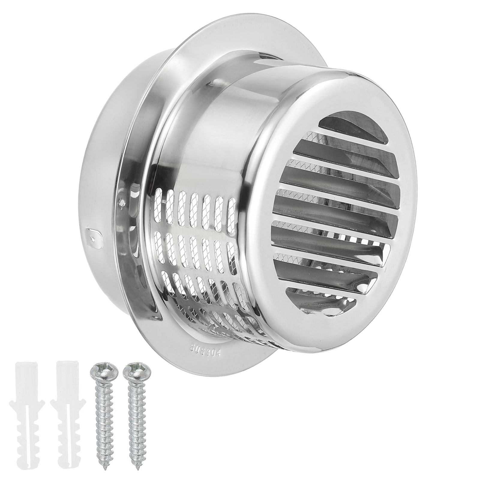 Uxcell 7.5" 304 Stainless Steel Vent Cover Wall Soffit Air Vent ...