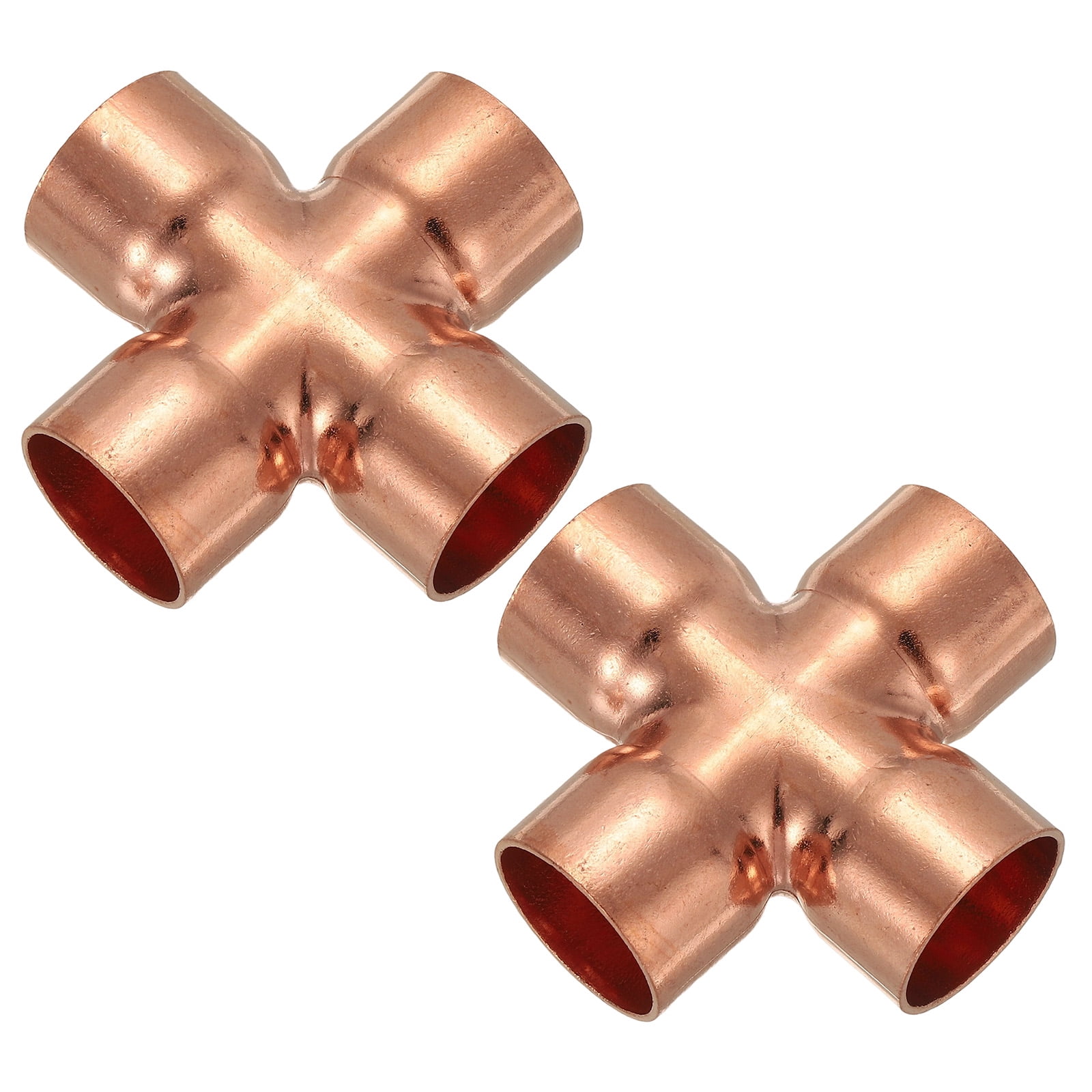 Uxcell Copper Cross Pipe Fitting 4 Way Welding Copper End Feed Equal ...