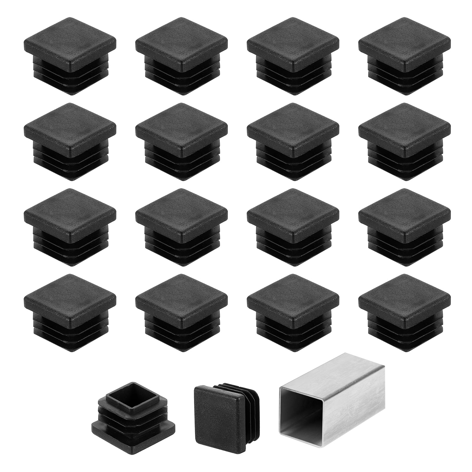Uxcell 7/8" (23mm) Square Tubing End Caps, 50 Pcs Plastic Hole Plugs ...