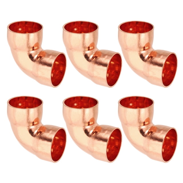 Uxcell 7/8" ID 1mm Thick Elbow Copper Fitting 6pcs Short Radius Sweat ...