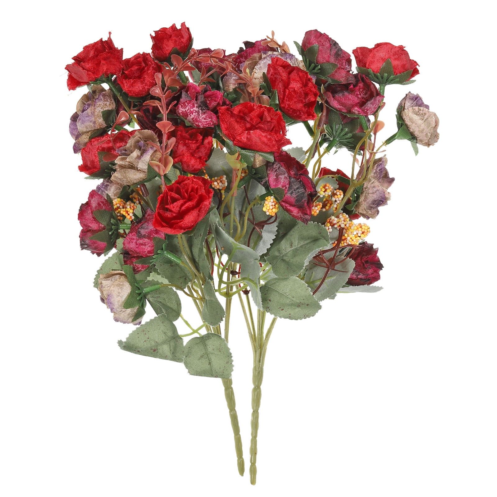 Uxcell 7 Branch 21 Heads Artificial Silk Mini Rose Flower with Stem for ...