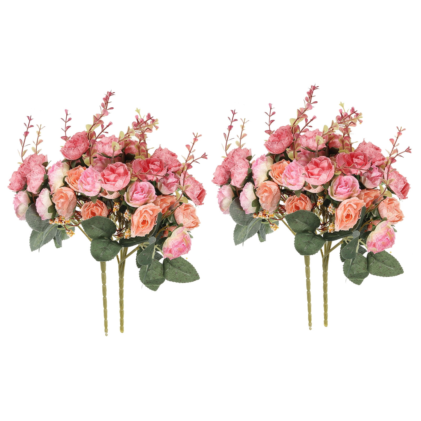 Uxcell 7 Branch 21 Heads Artificial Silk Mini Rose Flower with Stem for ...