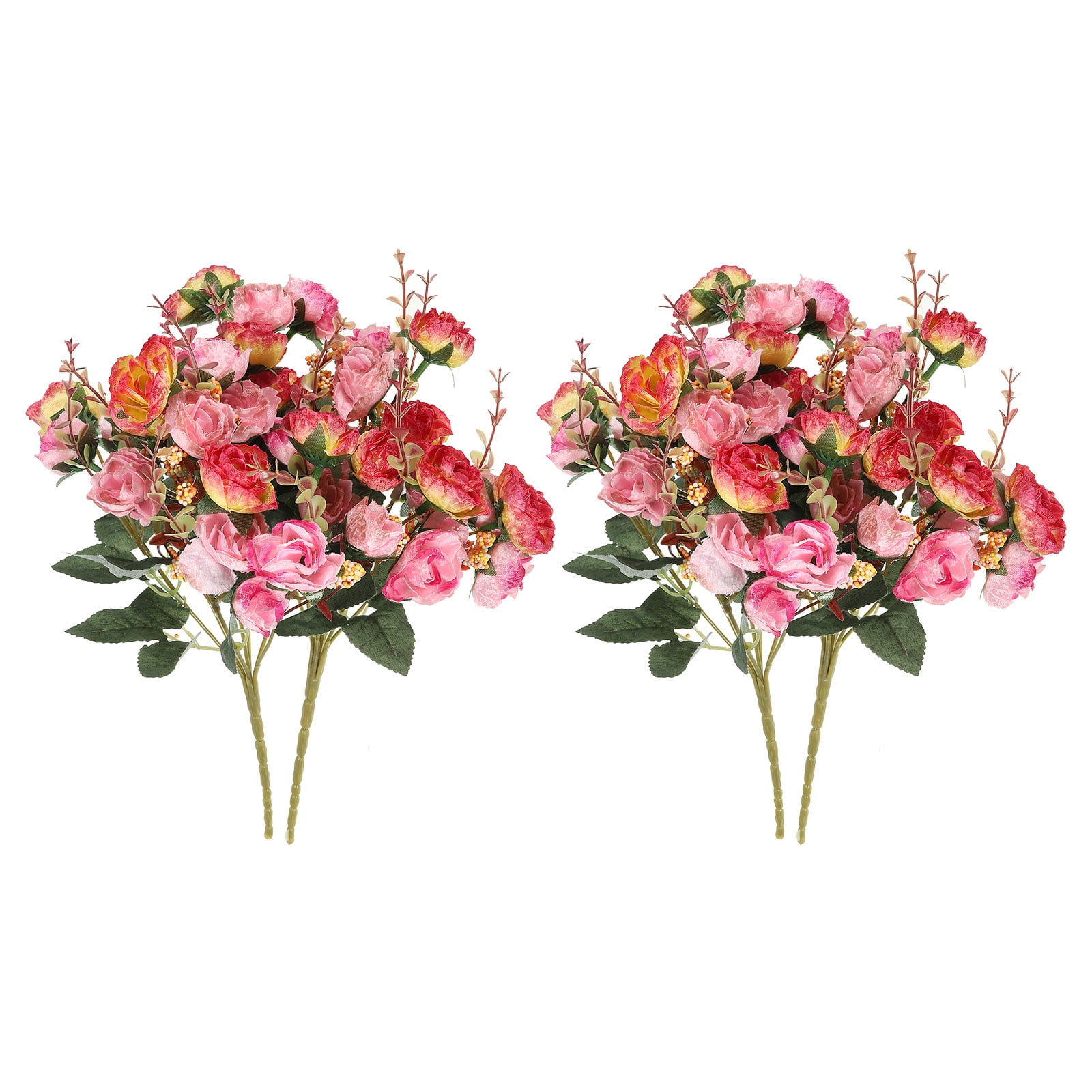 Uxcell 7 Branch 21 Heads Artificial Silk Mini Rose Flower with Stem for ...