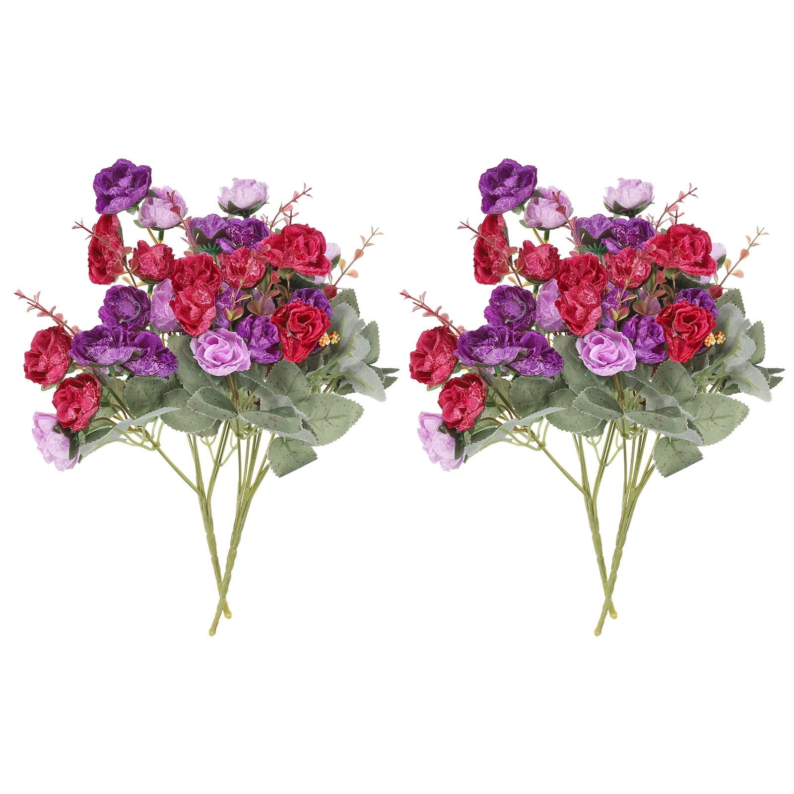 Uxcell 7 Branch 21 Heads Artificial Silk Mini Rose Flower with Stem for ...