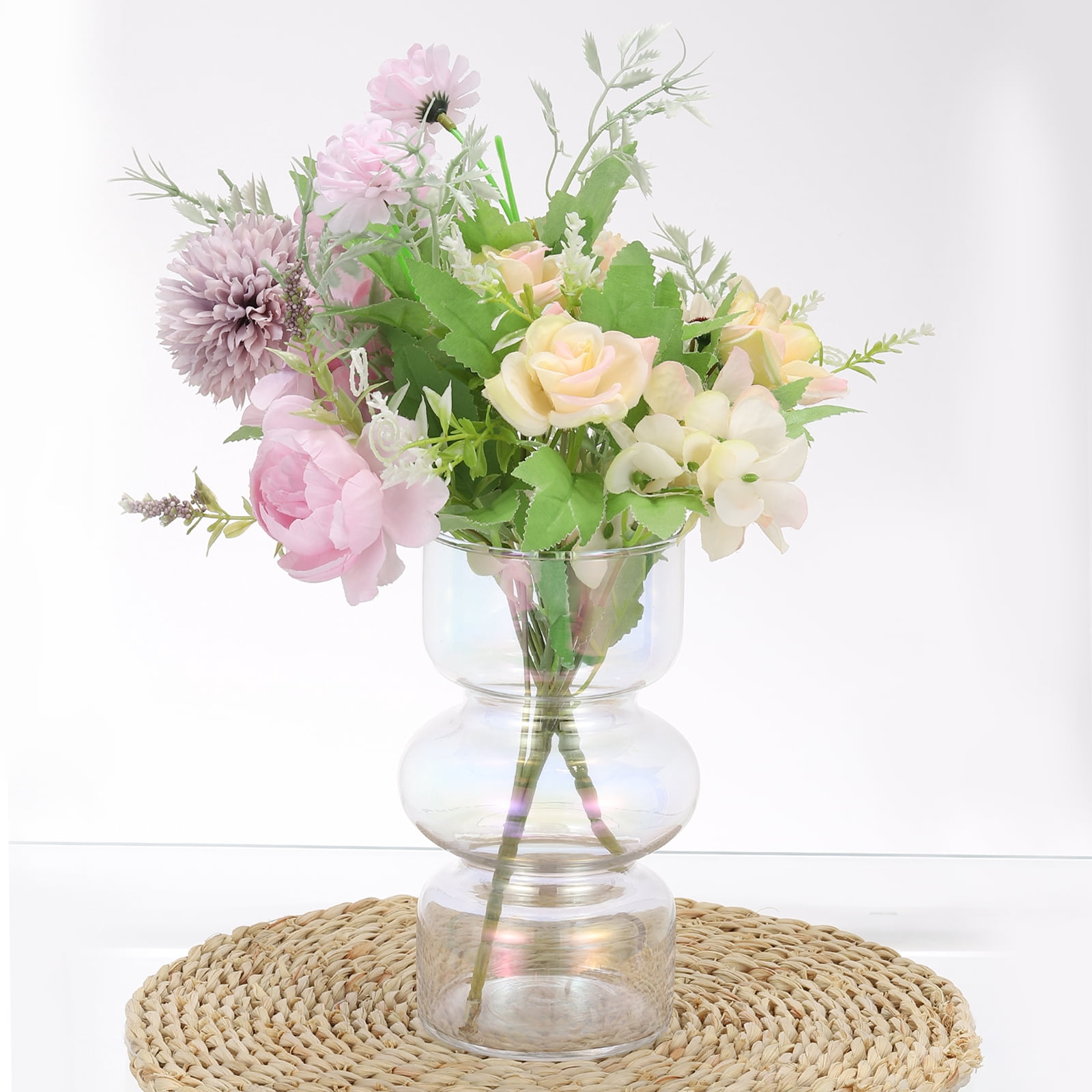 Uxcell 7" Glass Hydroponic Flower Vase Transparent Bubble Glass Vases ...