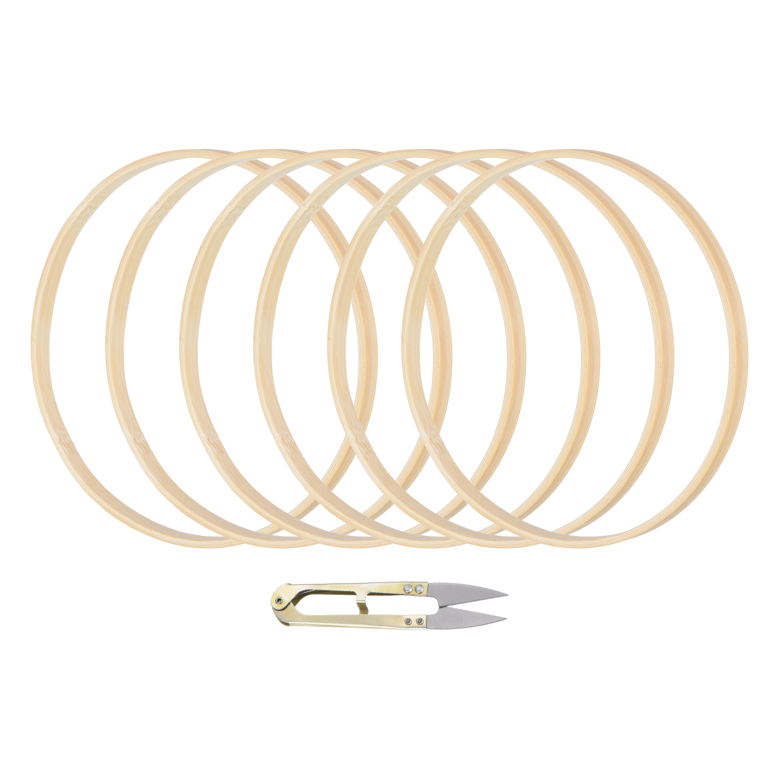Uxcell 7 Inch Bamboo Macrame Floral Hoop Craft Rings with 1 Scissor for ...