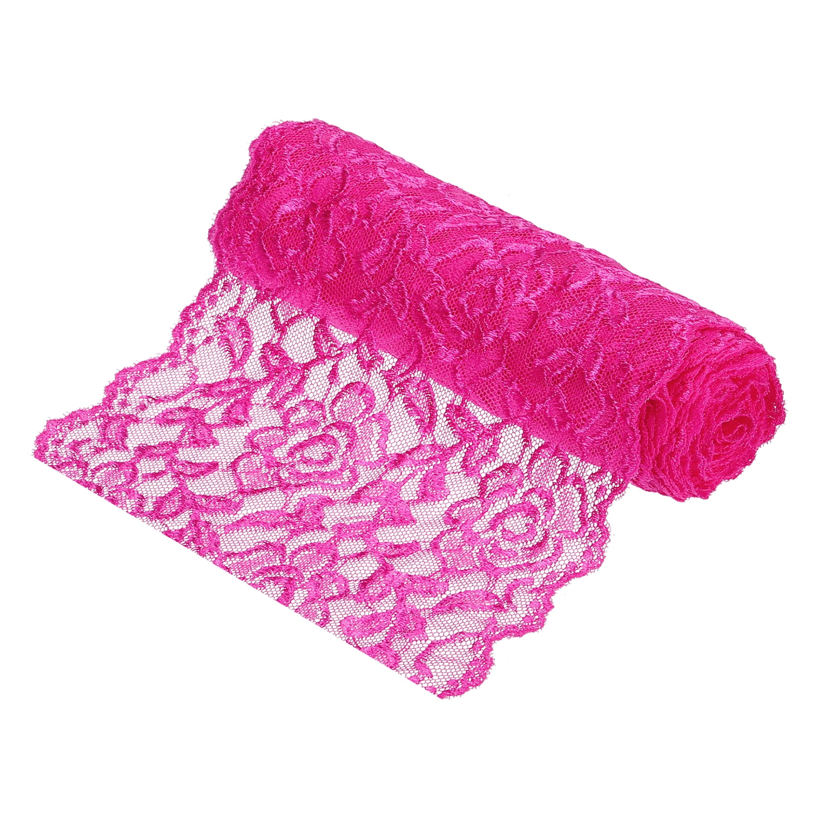 Uxcell 7 Inch Wide 5 Yard Lace Ribbon Floral Pattern Dark Rose Red Lace ...