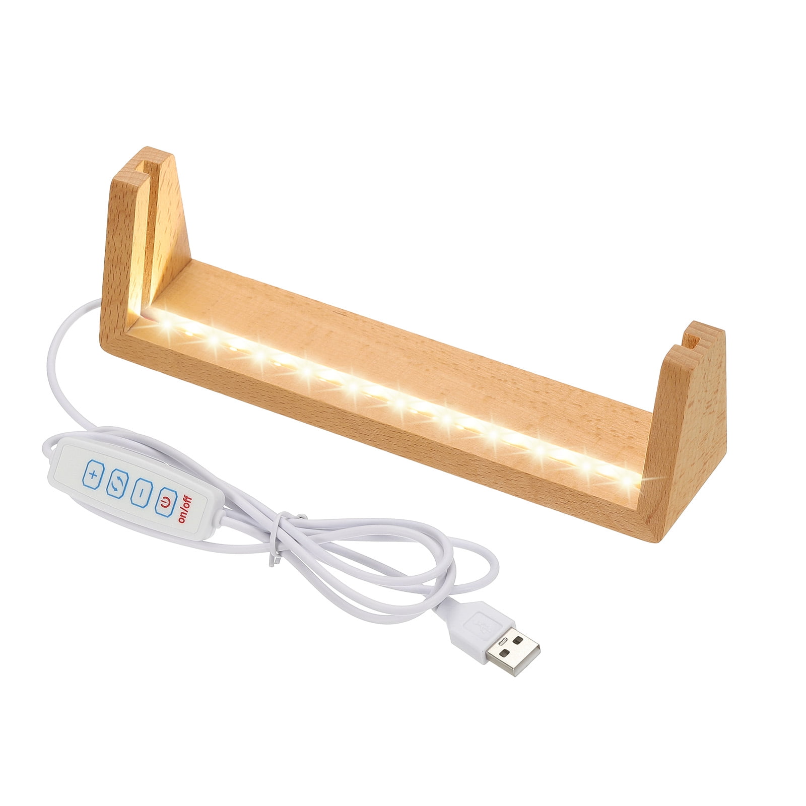 Uxcell 7 Inch Wooden LED Light Base Beech Wood Light Display Stand ...