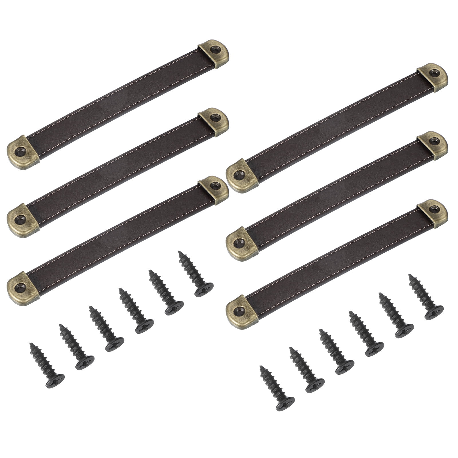 Uxcell 7" Leather Drawer Pulls with Iron Sheet, 6 Pcs Leather Strap ...