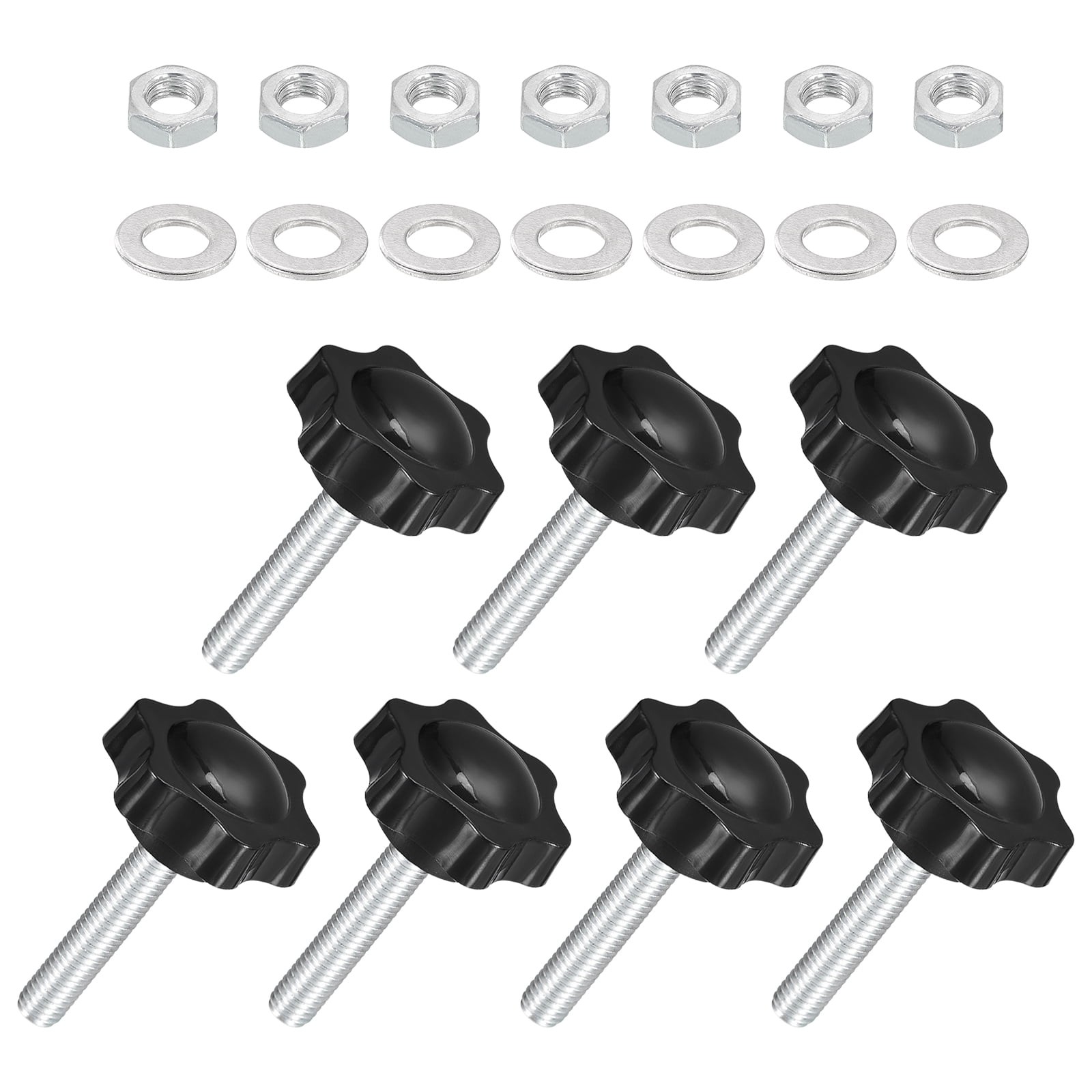 Uxcell 7 Pack M8 x 40mm Star Knobs Plastic Hex Shaped Hand Knob with ...