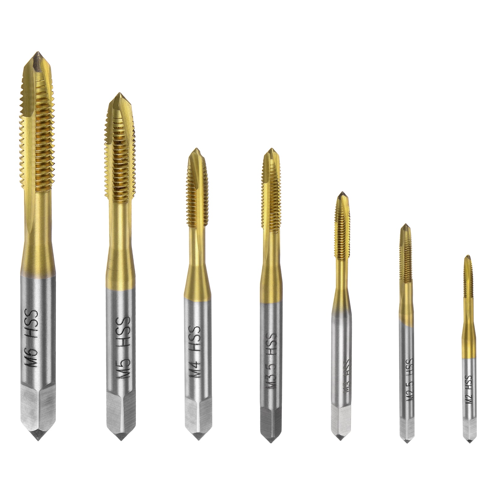 Uxcell 7 Pieces Spiral Point Tap Set M2 M2.5 M3 M3.5 M4 M5 M6 Metric Ti ...