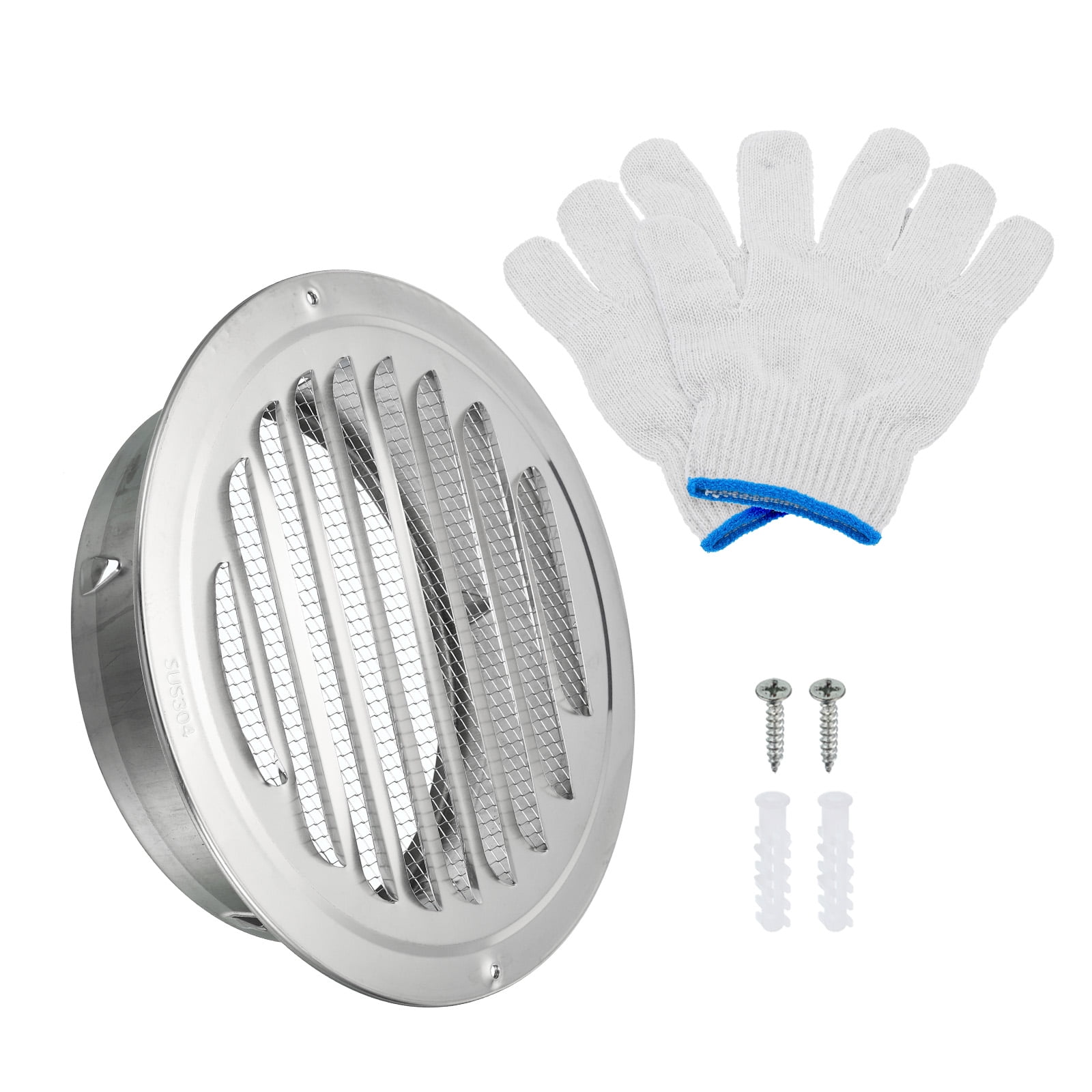 Uxcell 7" Round Soffit Air Vents, 304 Stainless Steel Louver Grille ...