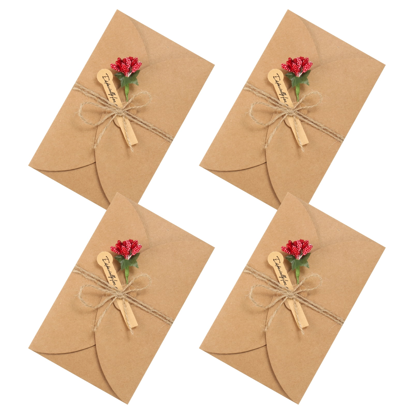 Uxcell 7"x4" Dried Flowers Greeting Cards, 4 Pack Glass Flower Handmade ...