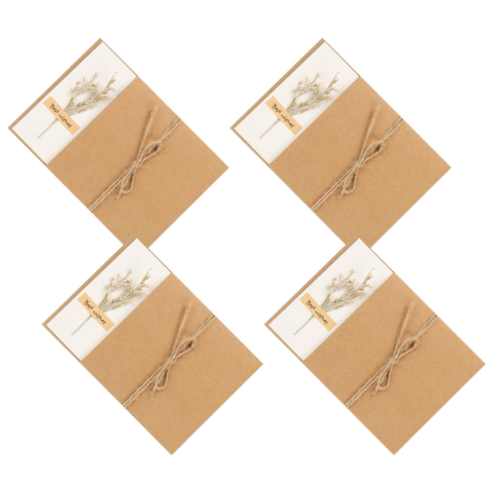 Uxcell 7"x5" Dried Flowers Greeting Cards, 4 Pack Crystal Grass ...