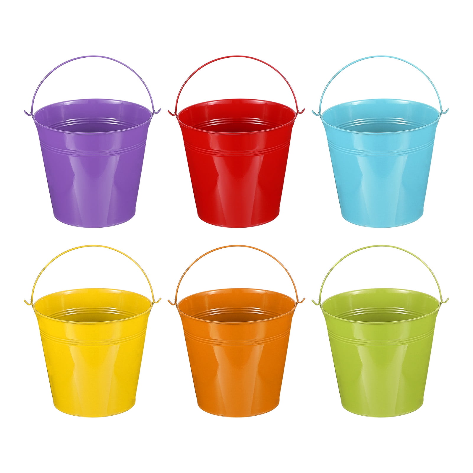 Uxcell Small Metal Buckets with Handles, Mini Galvanized Bucket ...