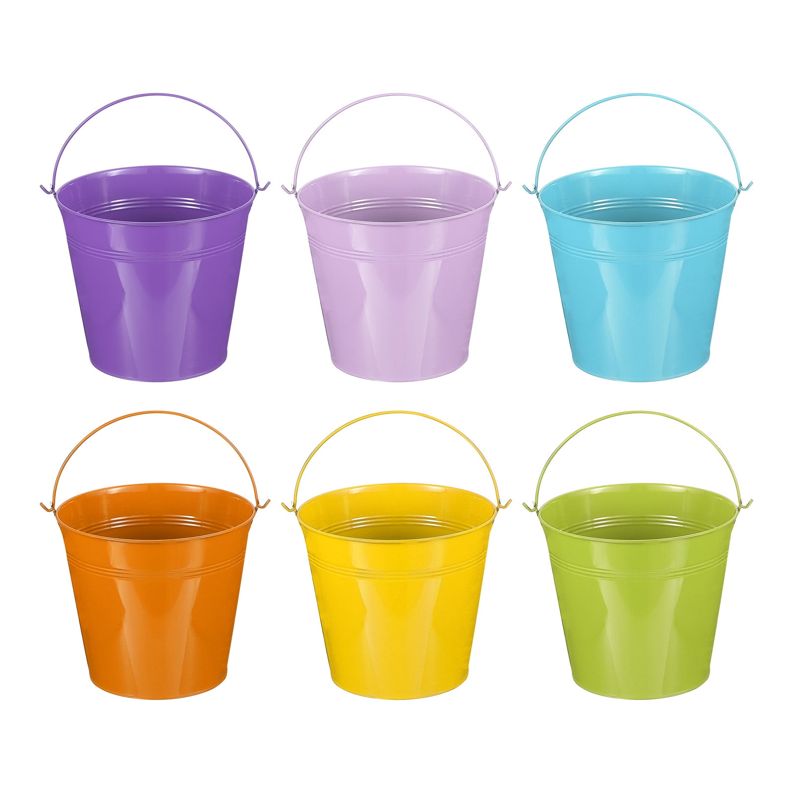 Uxcell 7"x6.4" Small Metal Buckets with Handle Mini Bucket Colorful ...