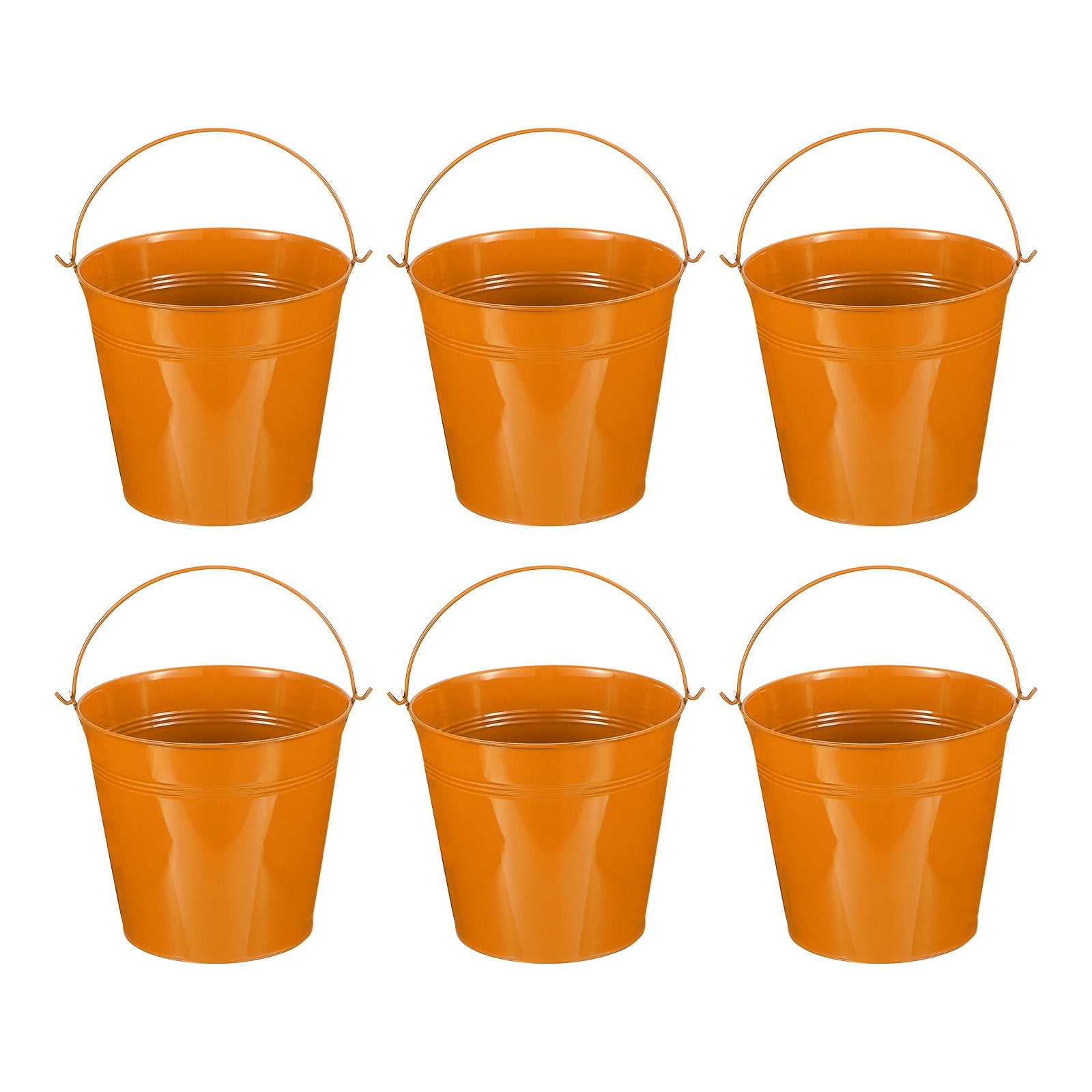 Uxcell 7"x6.4" Small Metal Buckets with Handle Mini Galvanized Bucket ...