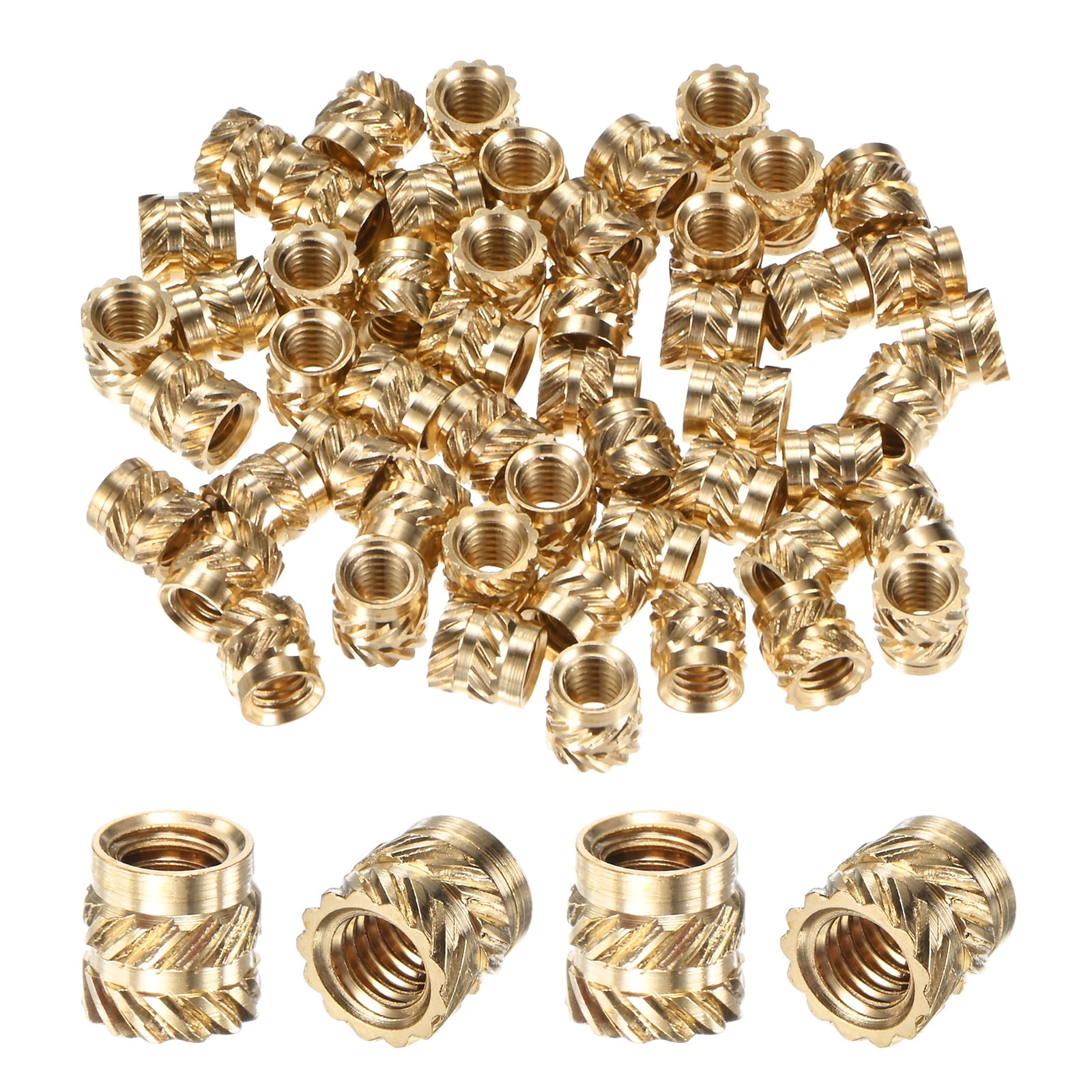 Uxcell 70-Pack Threaded Inserts, M4 x 6mm x 6mm Brass Knurled Insert ...
