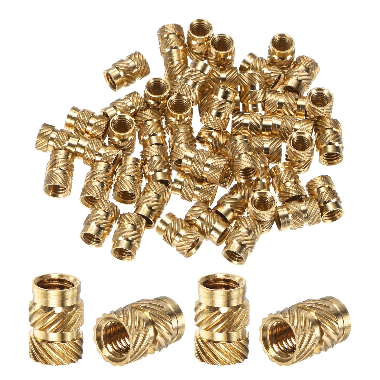 Uxcell 70-Pack Threaded Inserts, M5 x 10mm x 7mm Brass Knurled Insert ...