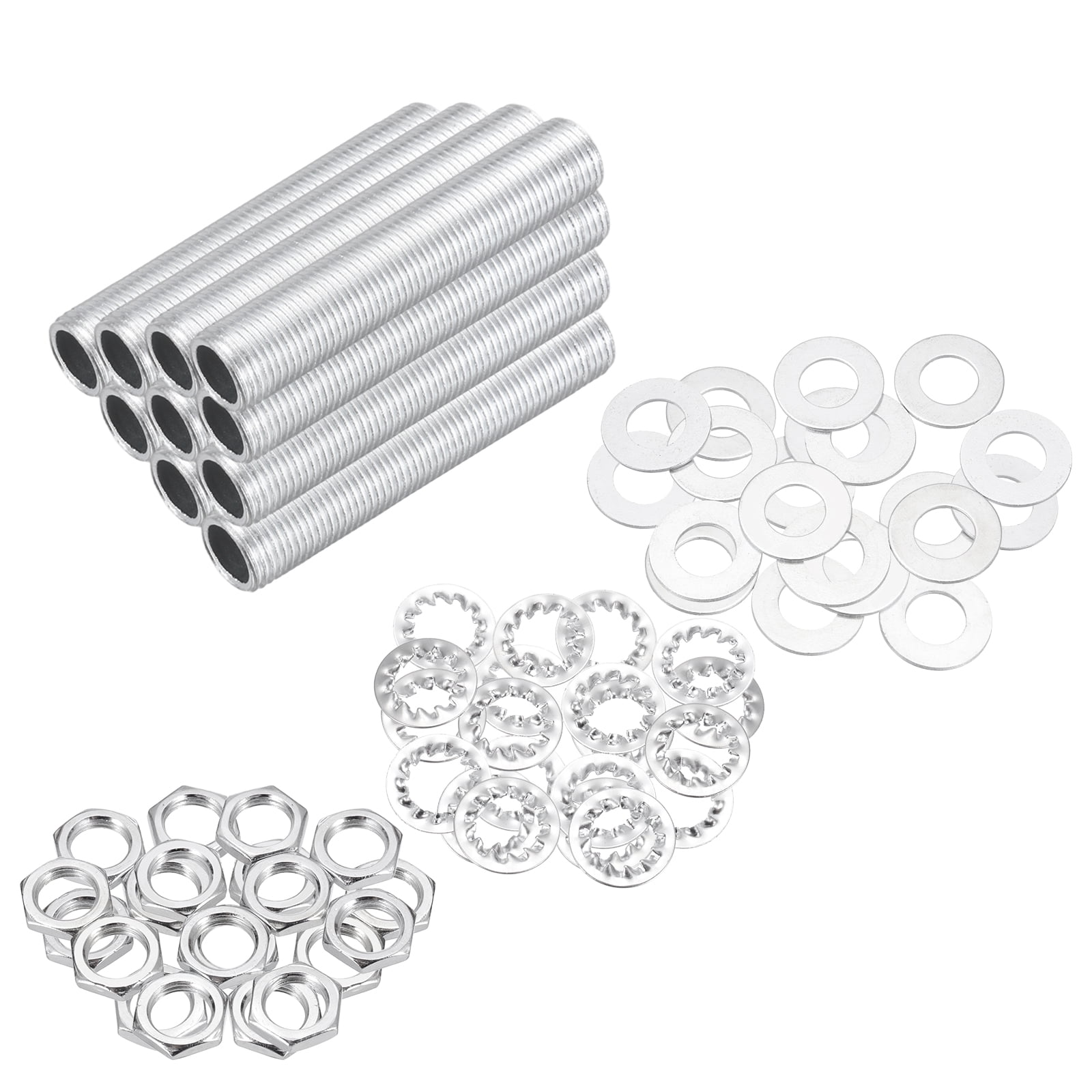 Uxcell 70Pcs 1.4" Lamp Pipe Kit with Nuts Washers 1/8IP Thread ...