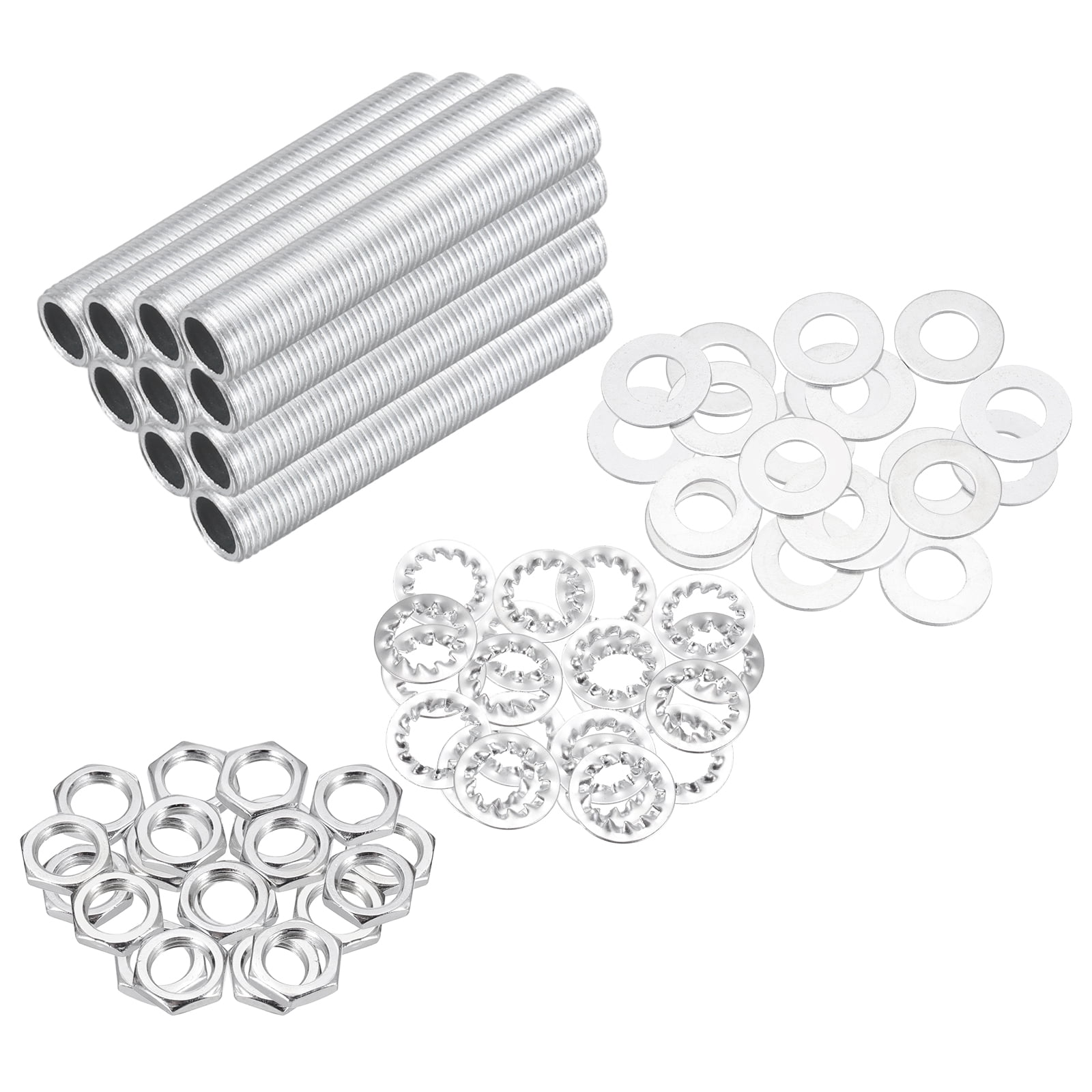 Uxcell 70Pcs 1.6" Lamp Pipe Kit with Nuts Washers 1/8IP Thread ...