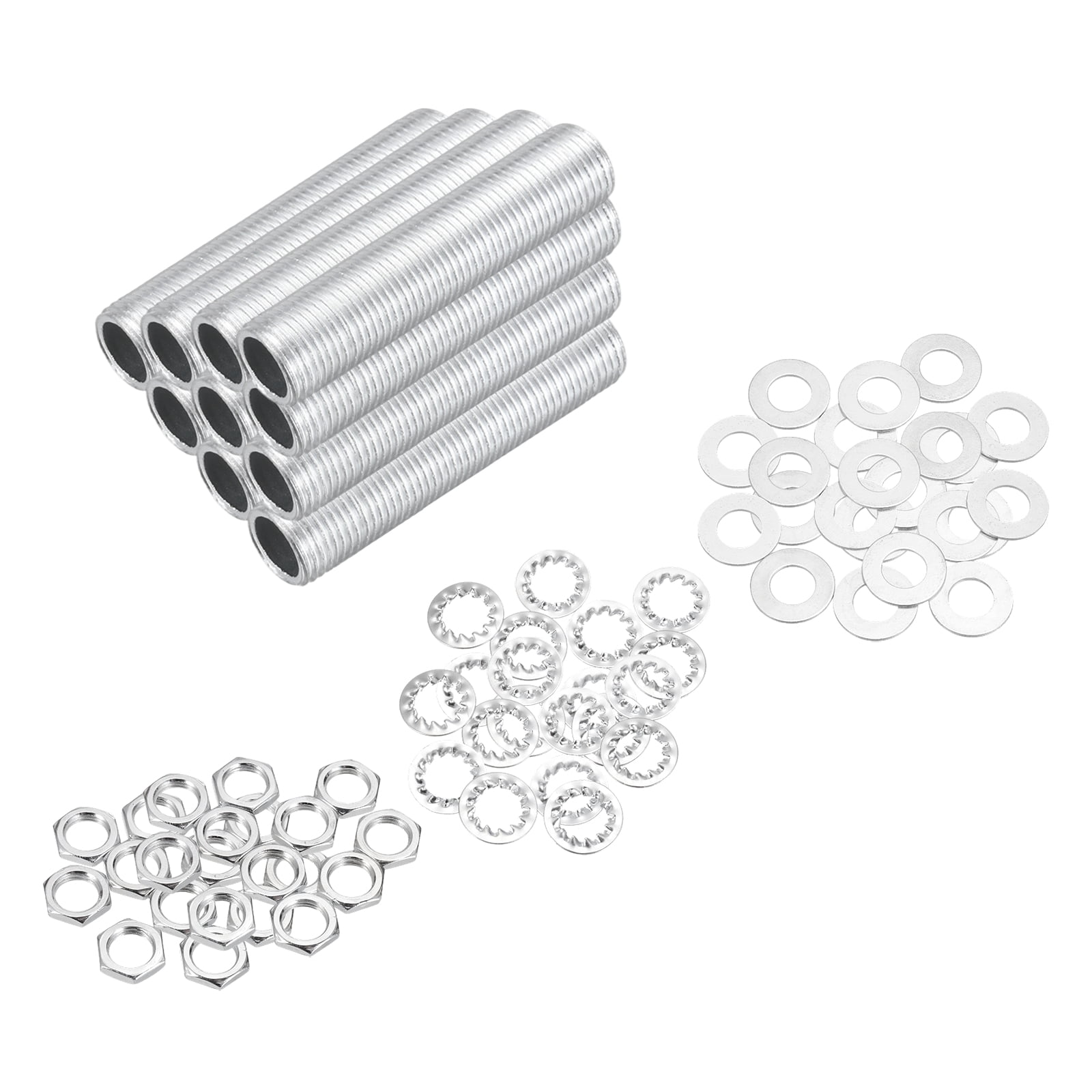 Uxcell 70Pcs 1" Lamp Pipe Kit with Nuts Washers 1/8IP Thread Fasteners ...