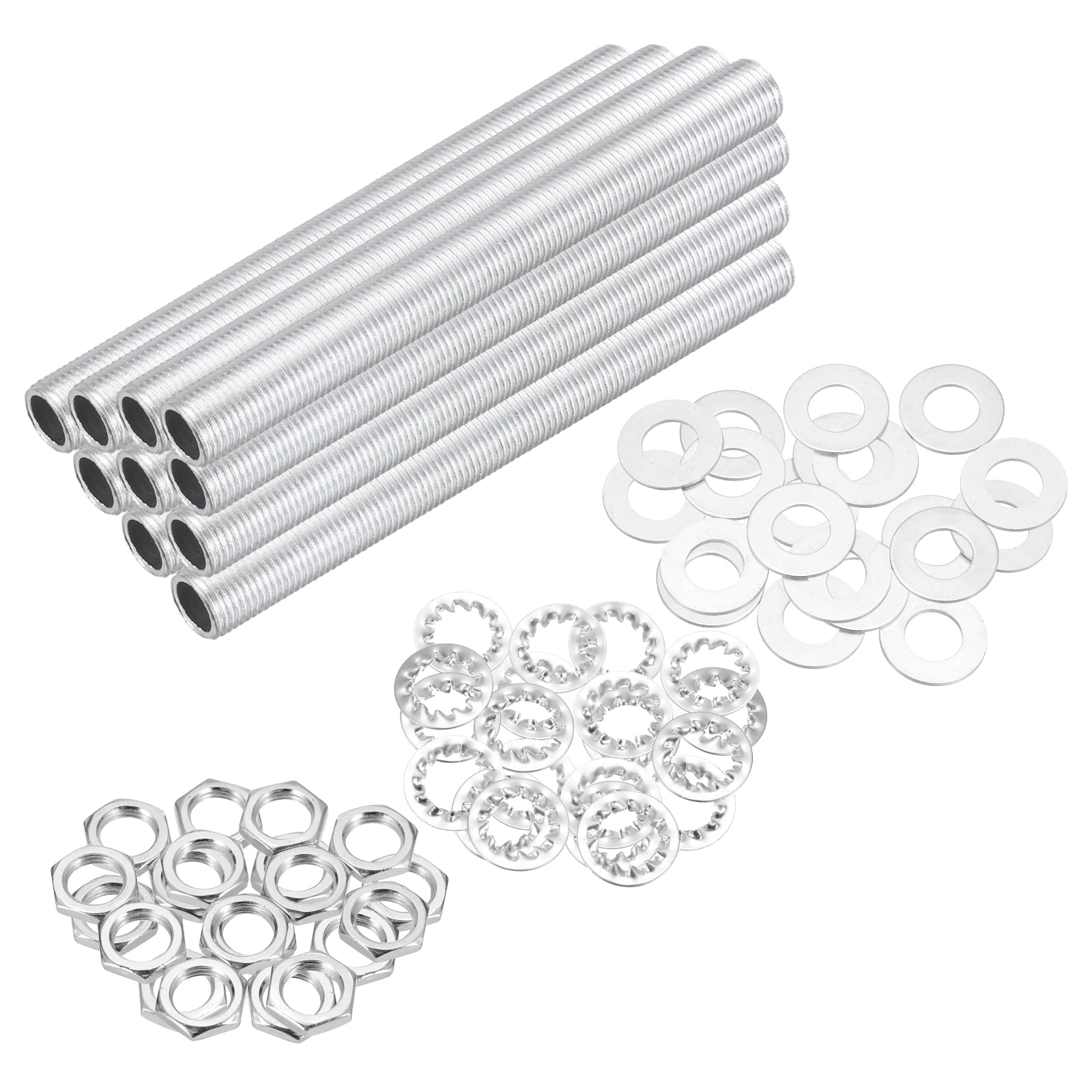 Uxcell 70Pcs 3.7" Lamp Pipe Kit with Nuts Washers 1/8IP Thread ...