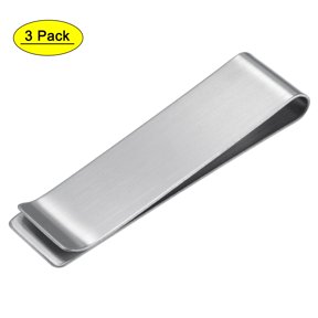Uxcell 51mm Stainless Steel Slim Clip Credit Card Holder Clamp, Silver ...