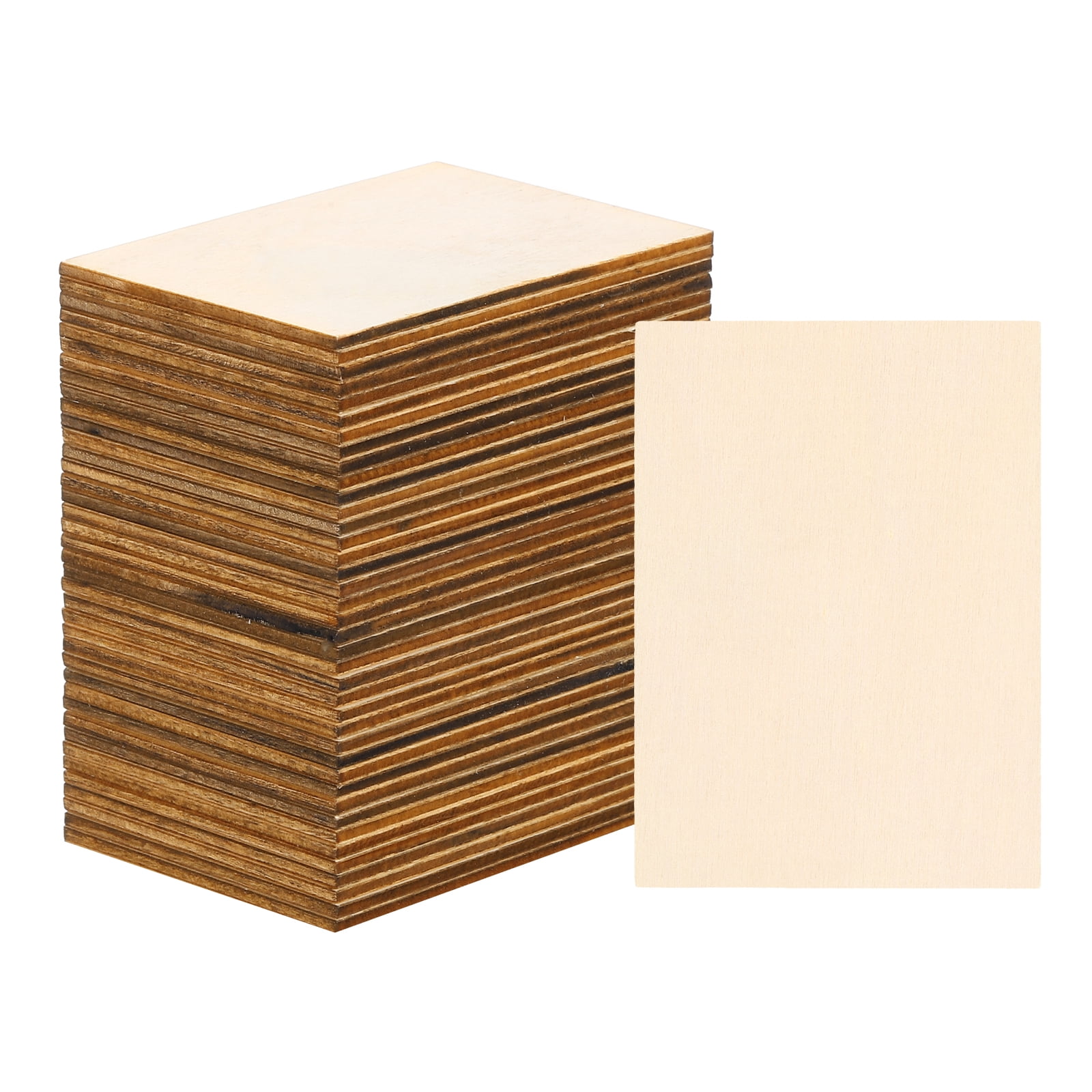 Uxcell 70x50mm Wood Pieces, 60 Pack Unfinished Rectangle Wood Shapes ...