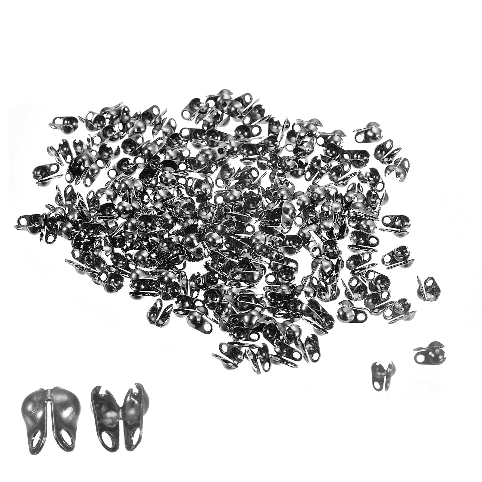 Uxcell 720 Pack 7.7mm Clamshell Fold Over Bead Tips Knot Covers Dark ...