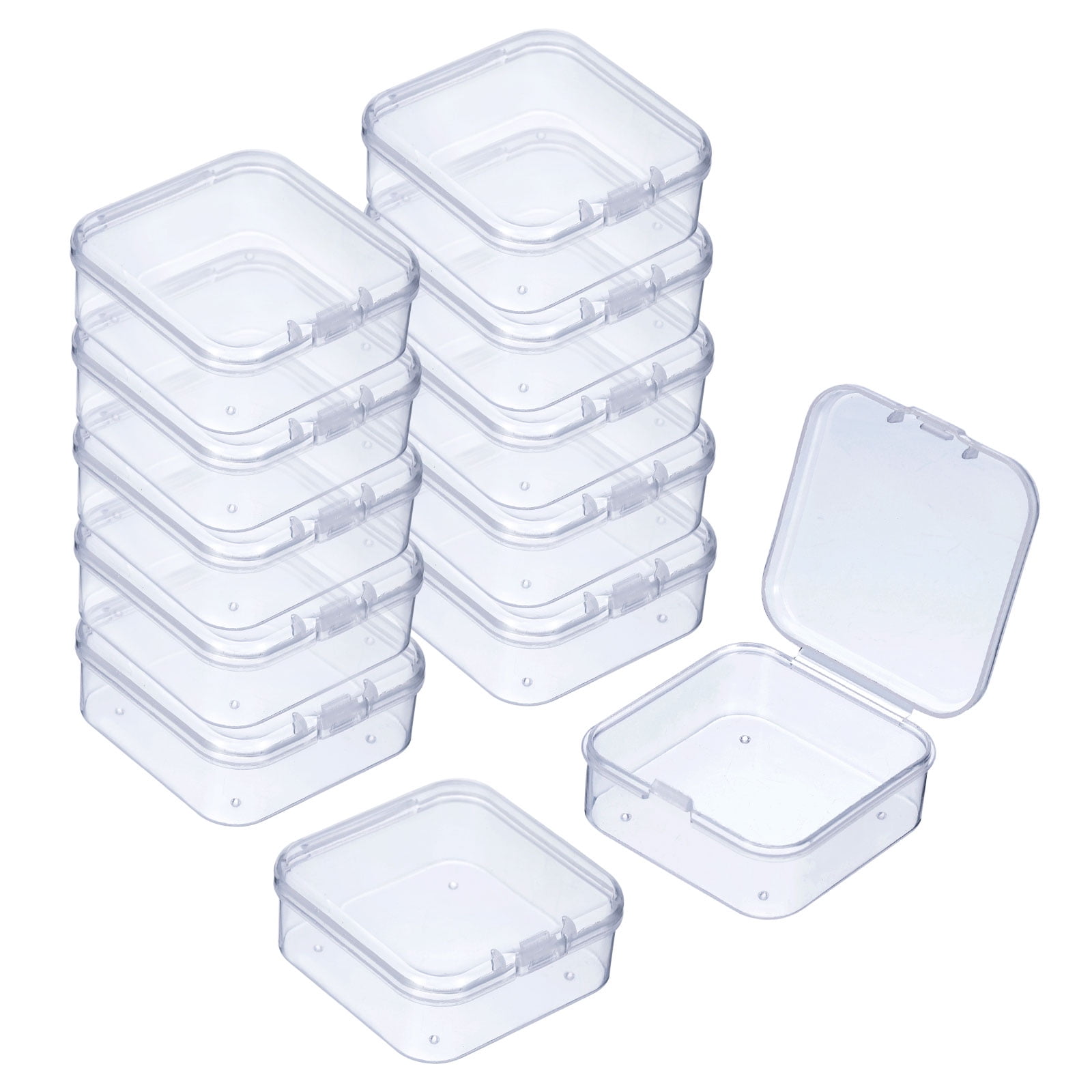 Uxcell 72Pcs Clear Small Plastic Storage Containers with Lids, Square ...