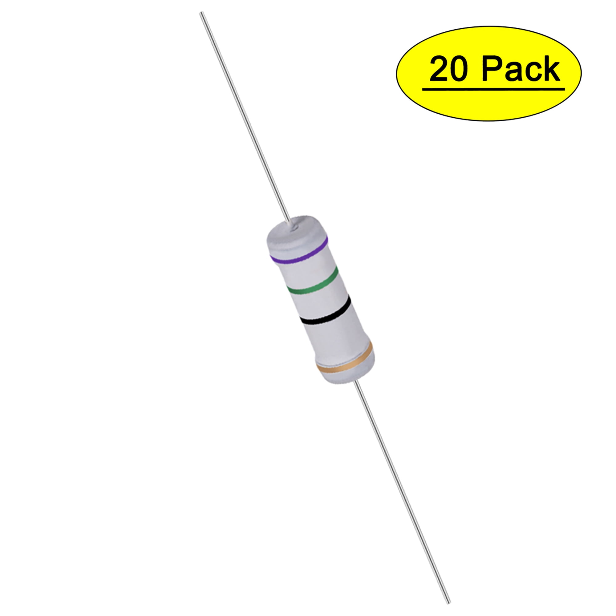 Uxcell 20Pcs 3W 3 Watt Metal Oxide Film Resistor 75 Ohm ±5% Tolerance ...