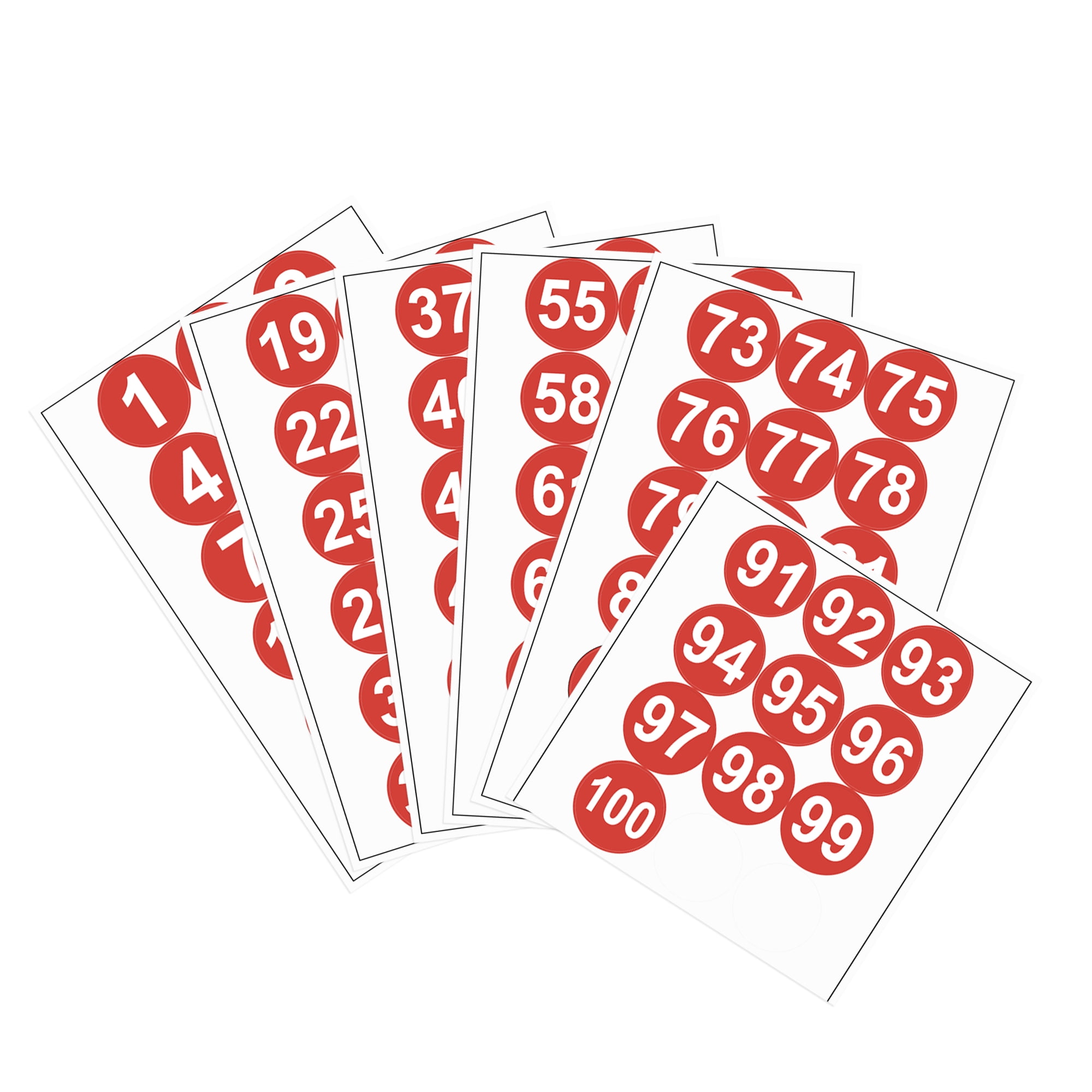 Uxcell 75mm Dia PVC Round Number Stickers Number 1-100 Red - Walmart.com