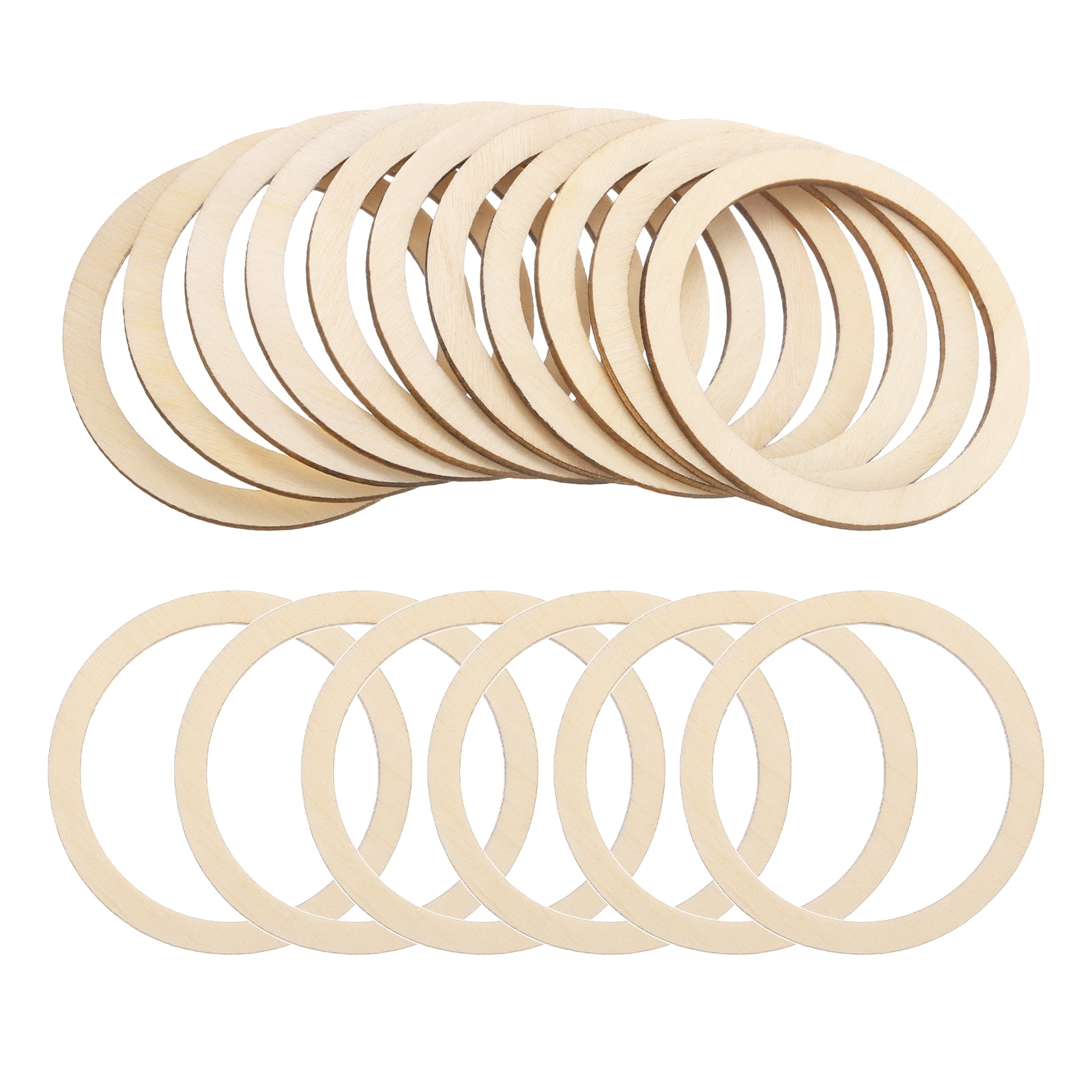 Uxcell 75mm Wooden Rings for Crafts, 30 Pack Natural Wood Rings ...