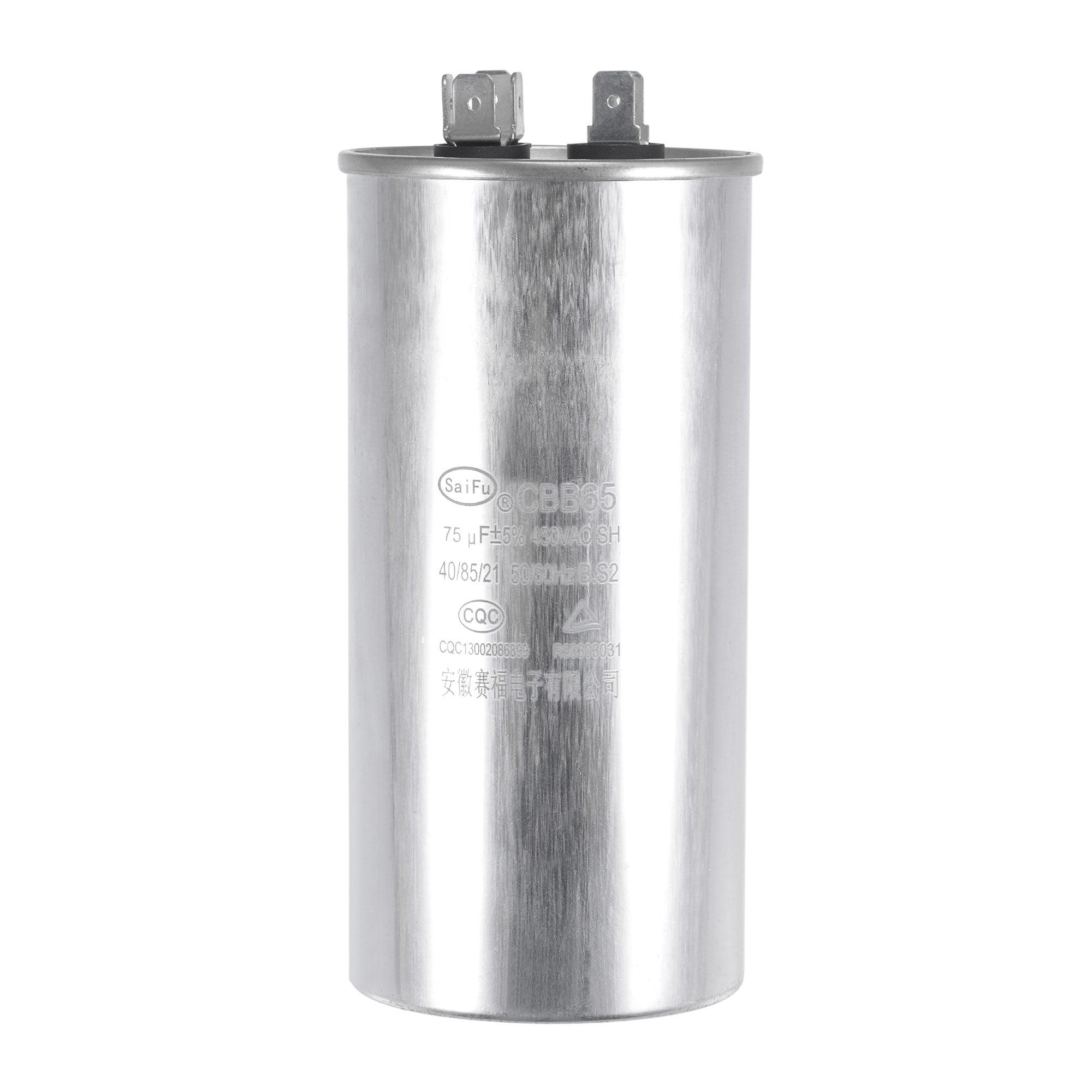 Uxcell 75uF 450V AC Aluminum Case with Terminal Round CBB65 Run Capacitor - Walmart.com