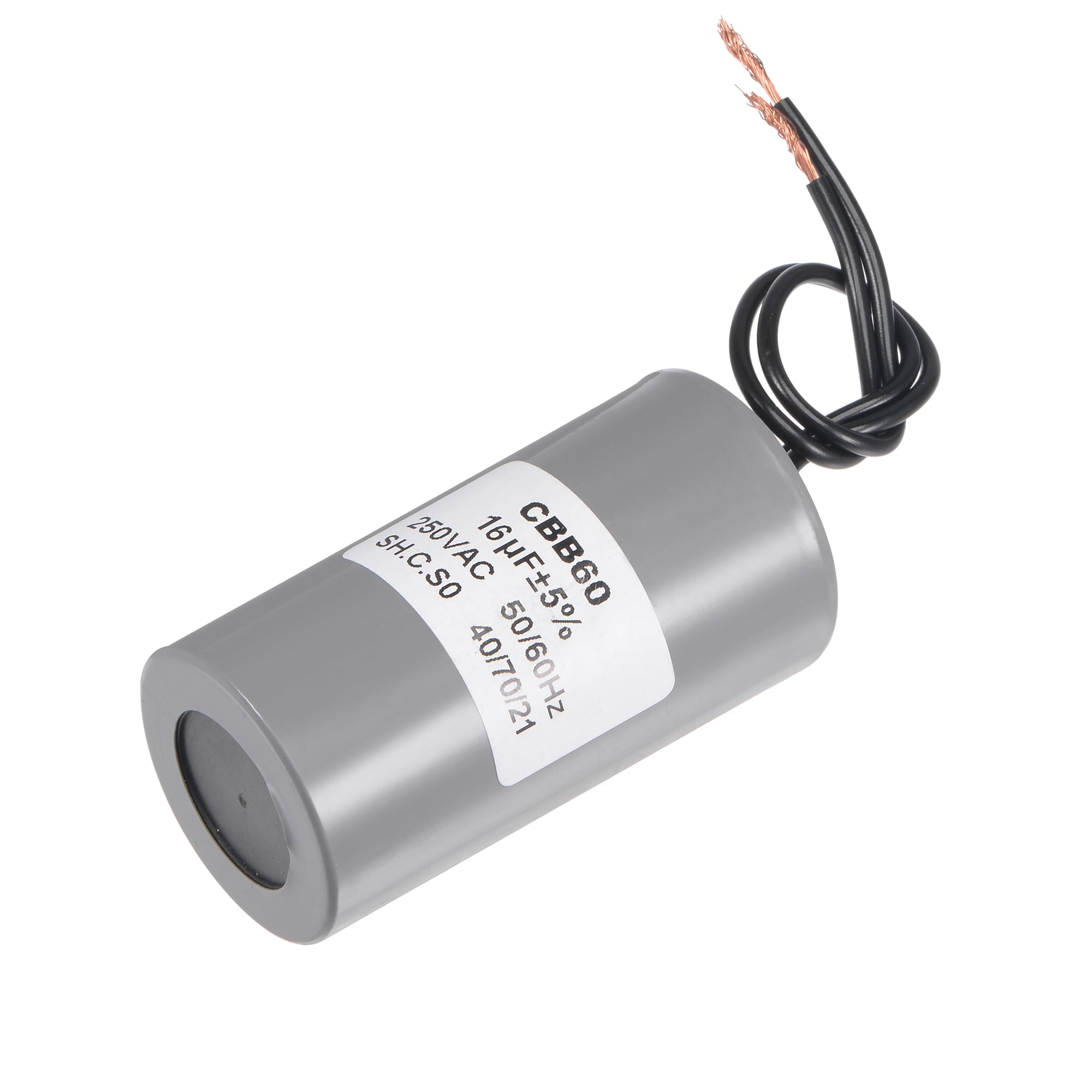 Uxcell 75x38mm 16uF 250V AC 50/60Hz 2 Wires Cylinder CBB60 Run ...