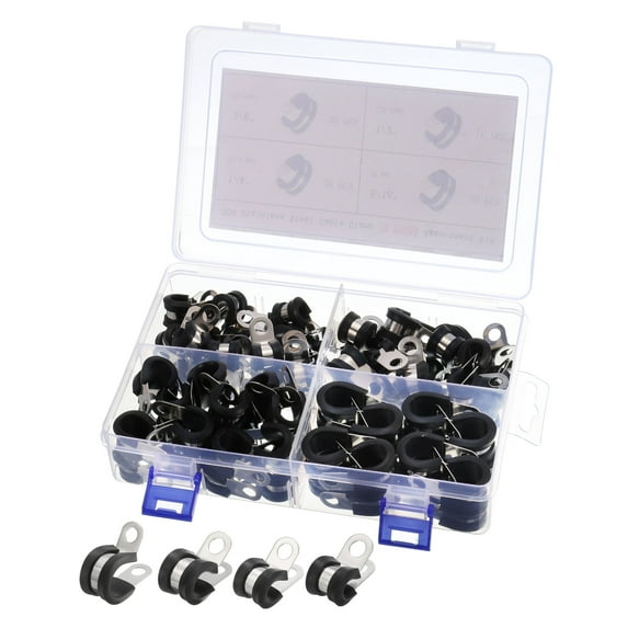 Uxcell 76pcs Cable Clamps Assortment Kit, Stainless Steel Rubber ...