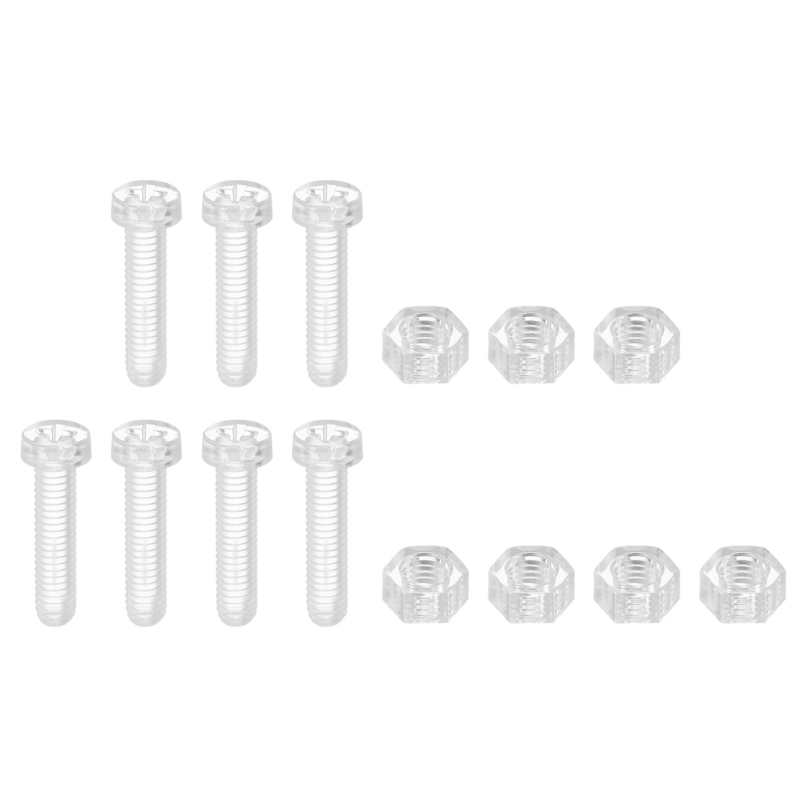 Uxcell 7Set Clear Acrylic Screws Kit, M6 x 25mm Round Head Phillips ...