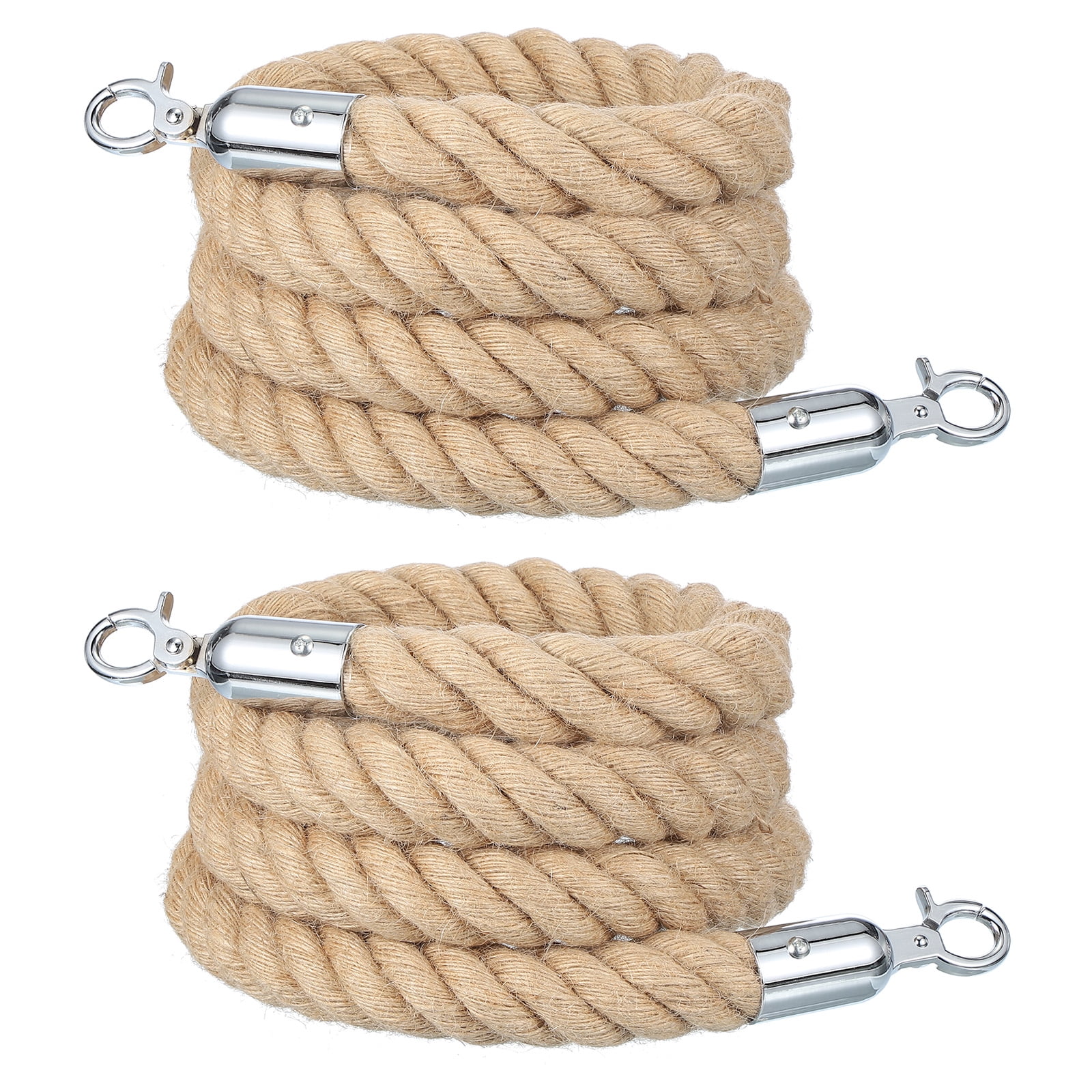 Uxcell 7ft x 1.3 Inch Braided Jute Stanchion with Snap Hooks Crowd ...
