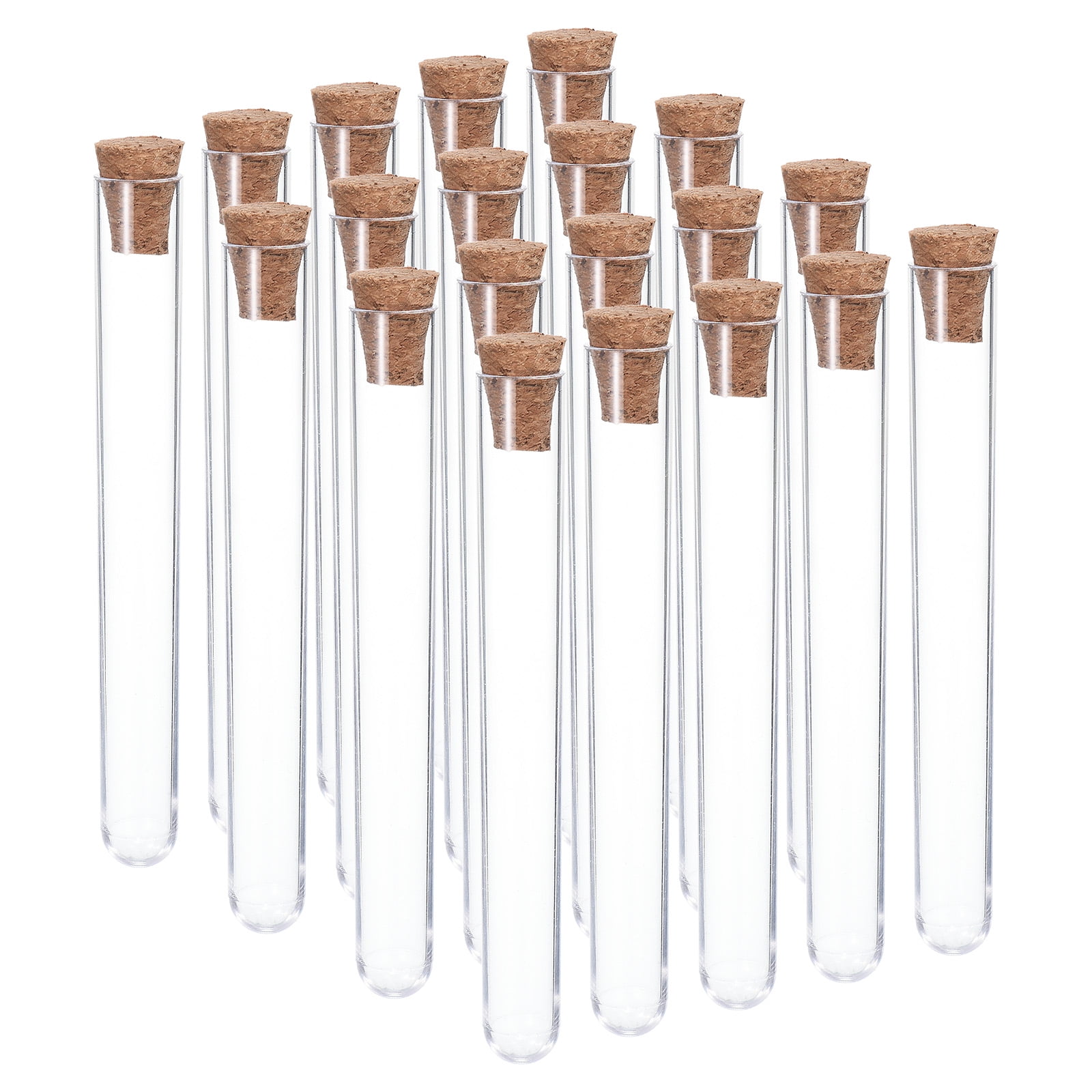 Uxcell 7ml Plastic Test Tubes with Cork Stoppers, 20Pcs 100x12mm Tubes ...